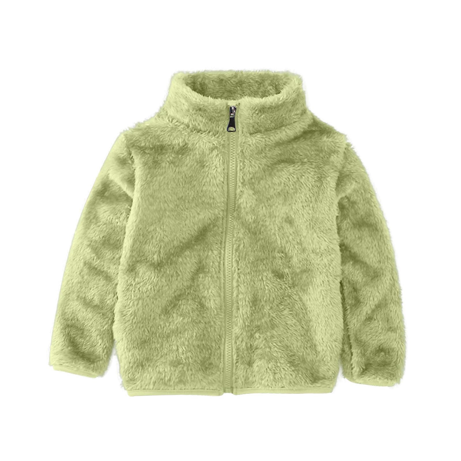 Children's Sherpa Jacket Boys Girls Fuzzy Stand Up Collar Long Sleeved ...