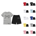 Children's Short Sleeve Bow Print Candy Color Comfy Children's Round ...