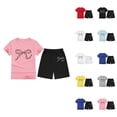 Children's Short Sleeve Bow Print Candy Color Comfy Children's Round ...