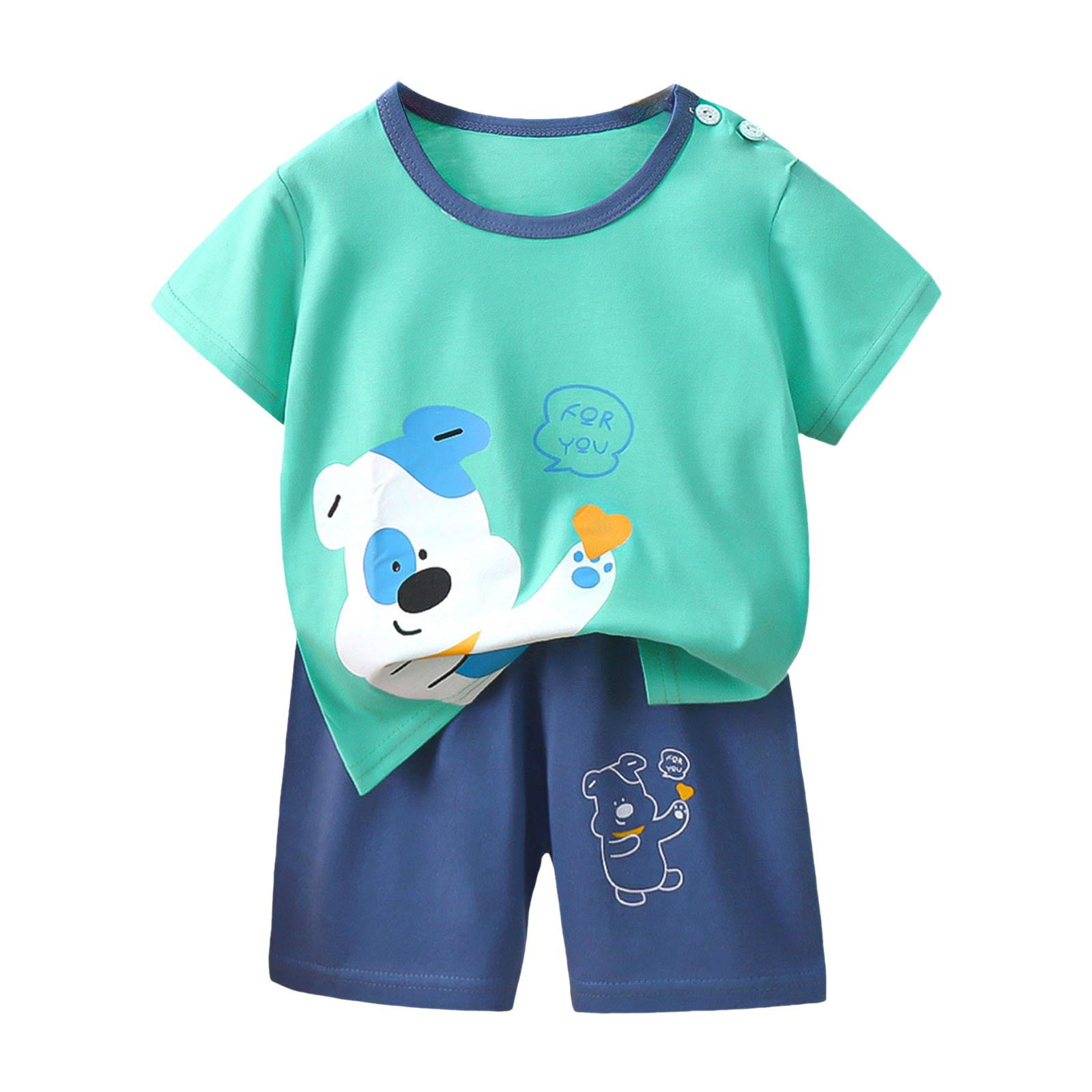 Children's Short Sleeved Suit Summer Pure Cotton Boy's Clothes Thin ...