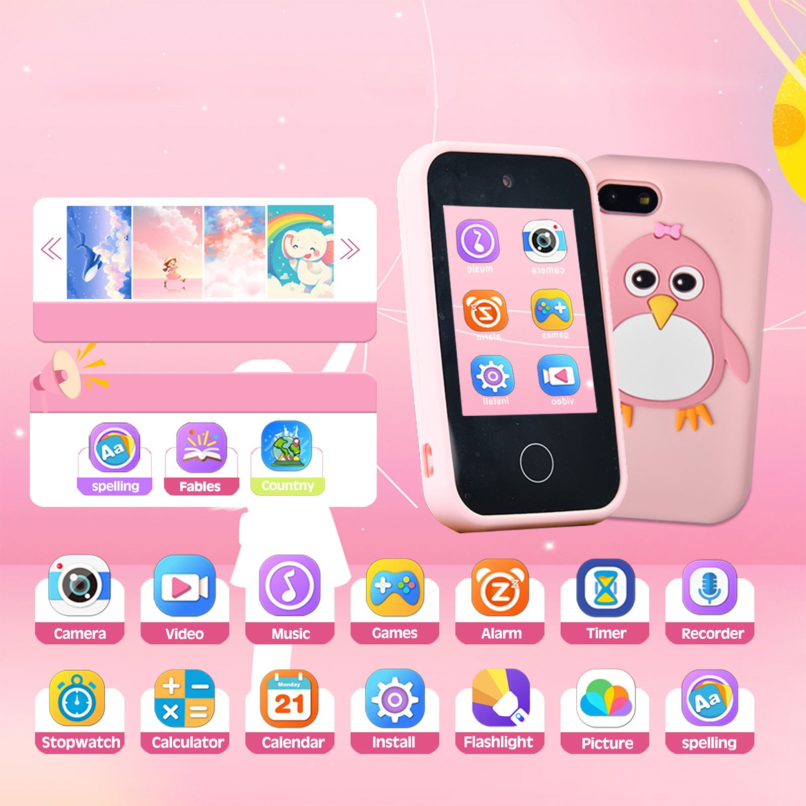 Children's Smart Touching Camera Phone With Penguin Silicones Case Mini ...