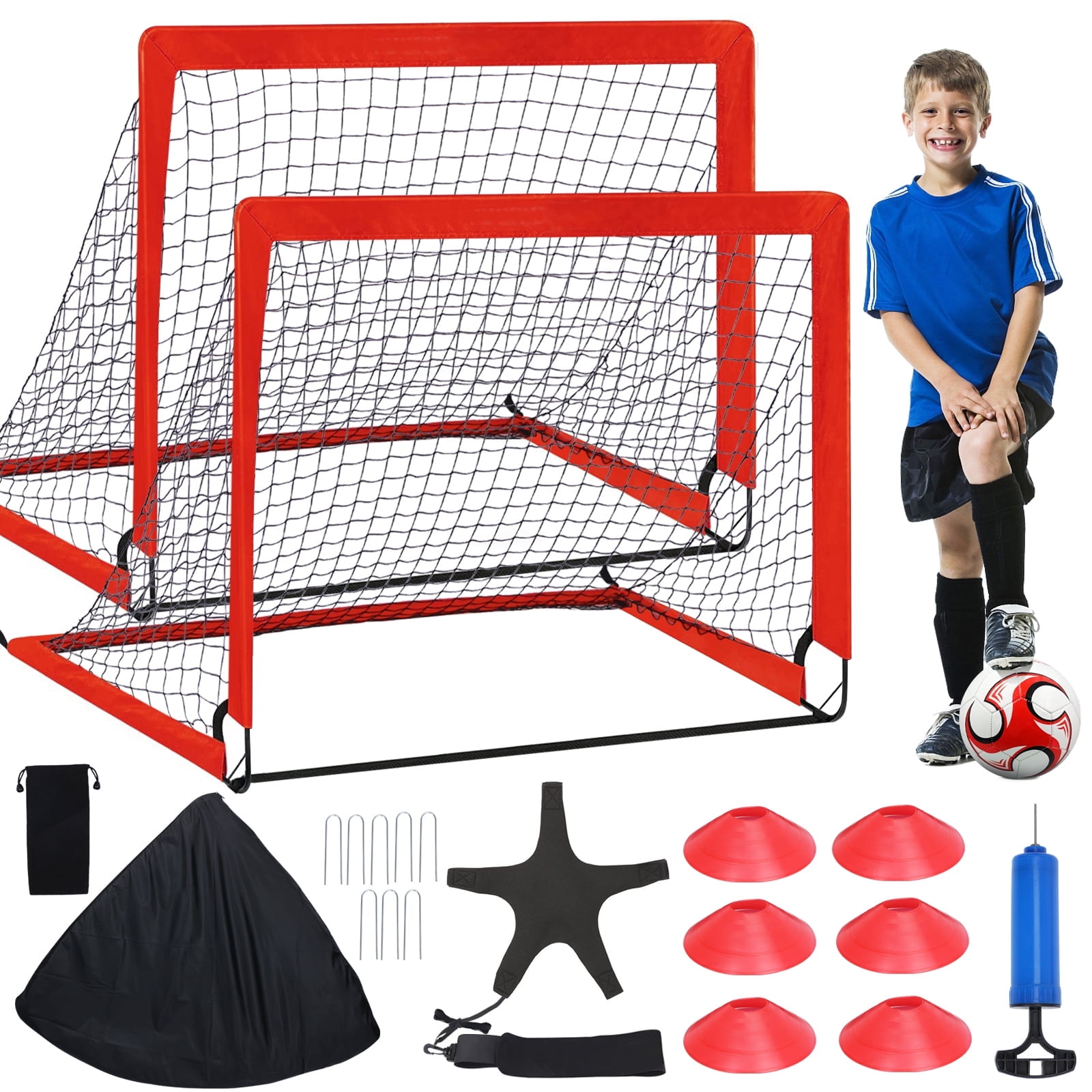 Children's Soccer Goal with Training Equipment 2PCS Soccer Training ...