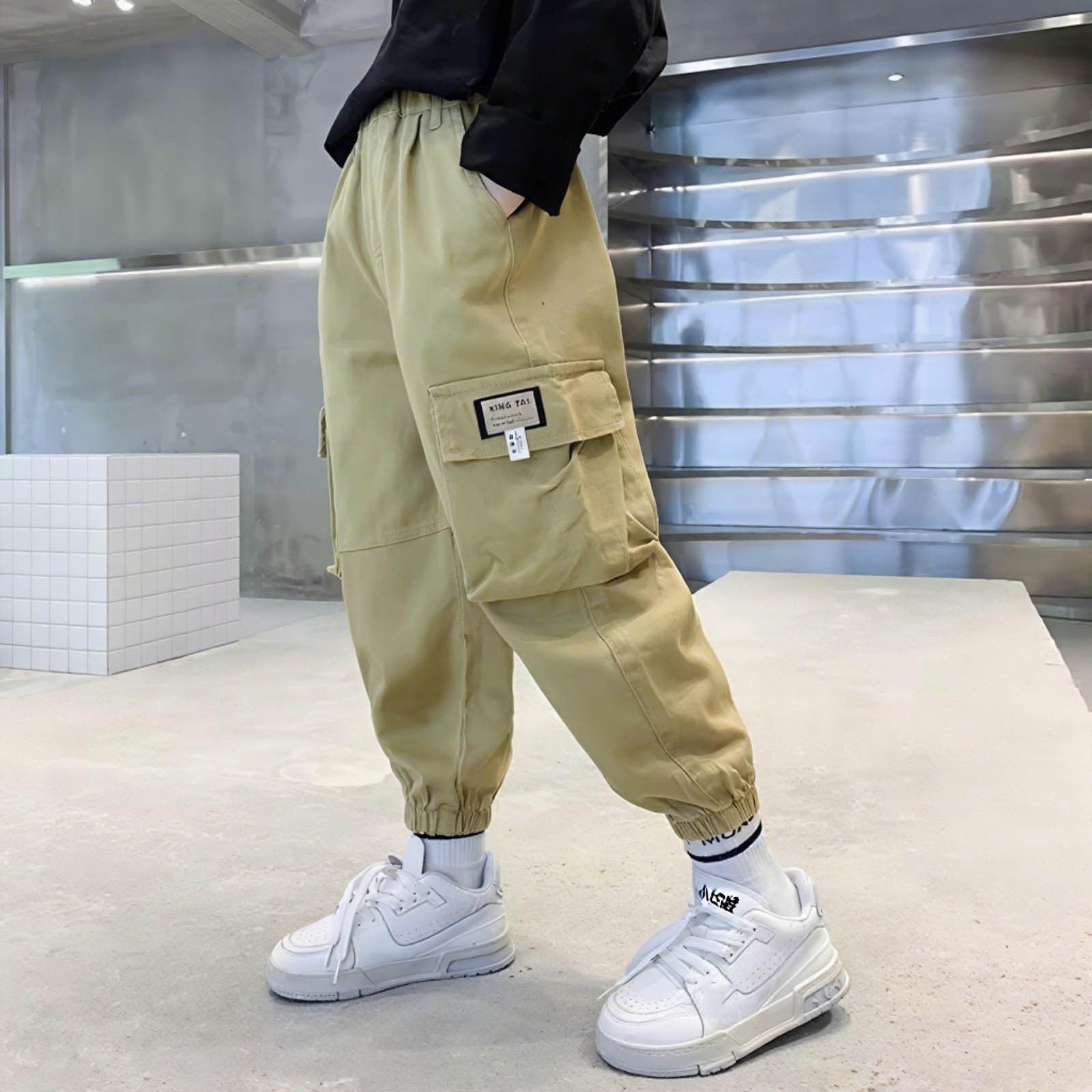 Children's Solid Color Boys' Bike Full Length Pants Sports Pants Casual ...