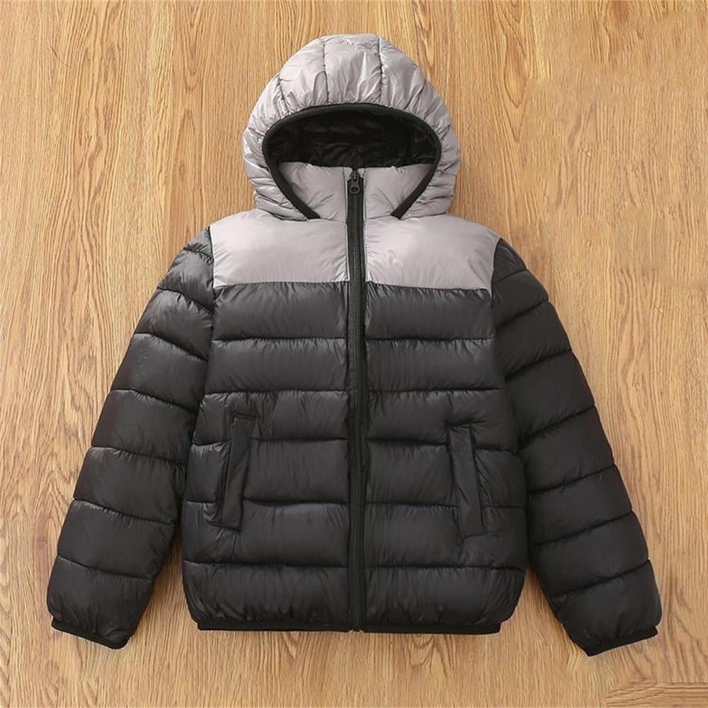 Children's Solid Color Hooded Thin Puffer Jacket with Pocket (7-14 ...