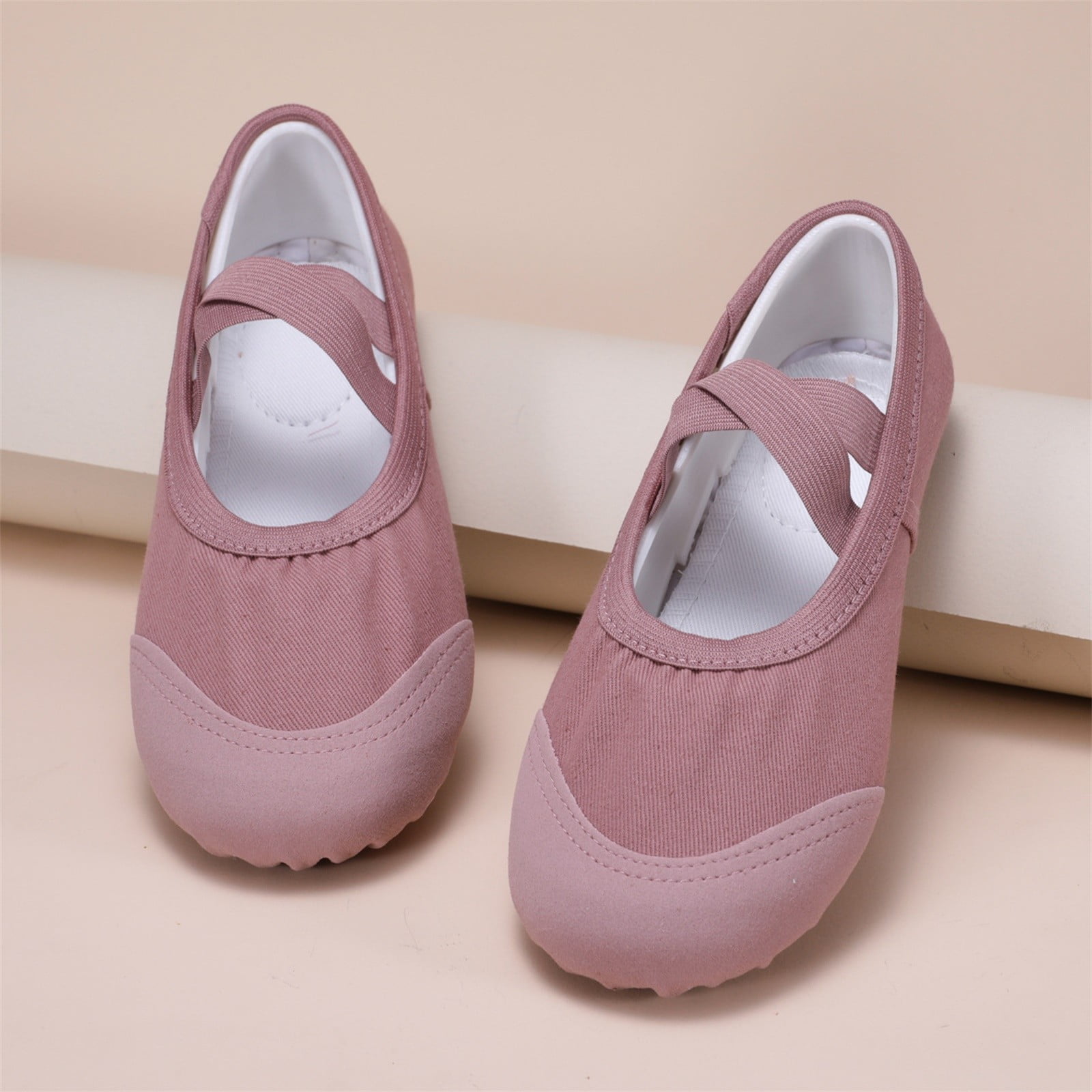 Children's Solid Color Leather Toe Dance Shoes Soft Sole Practice Shoes ...