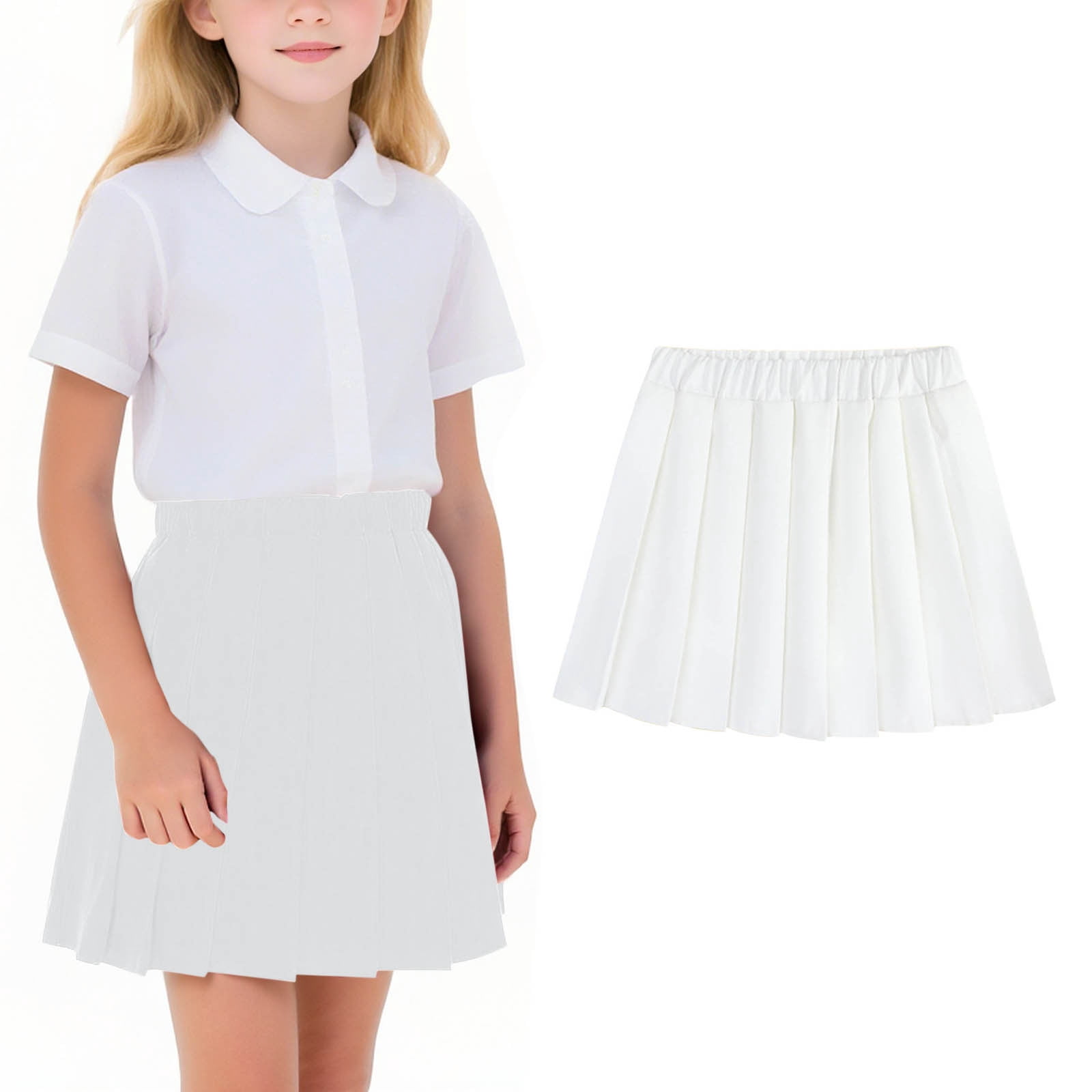 Children's Solid Color Leggings Short Skirt Four Season Pleated Skirt ...
