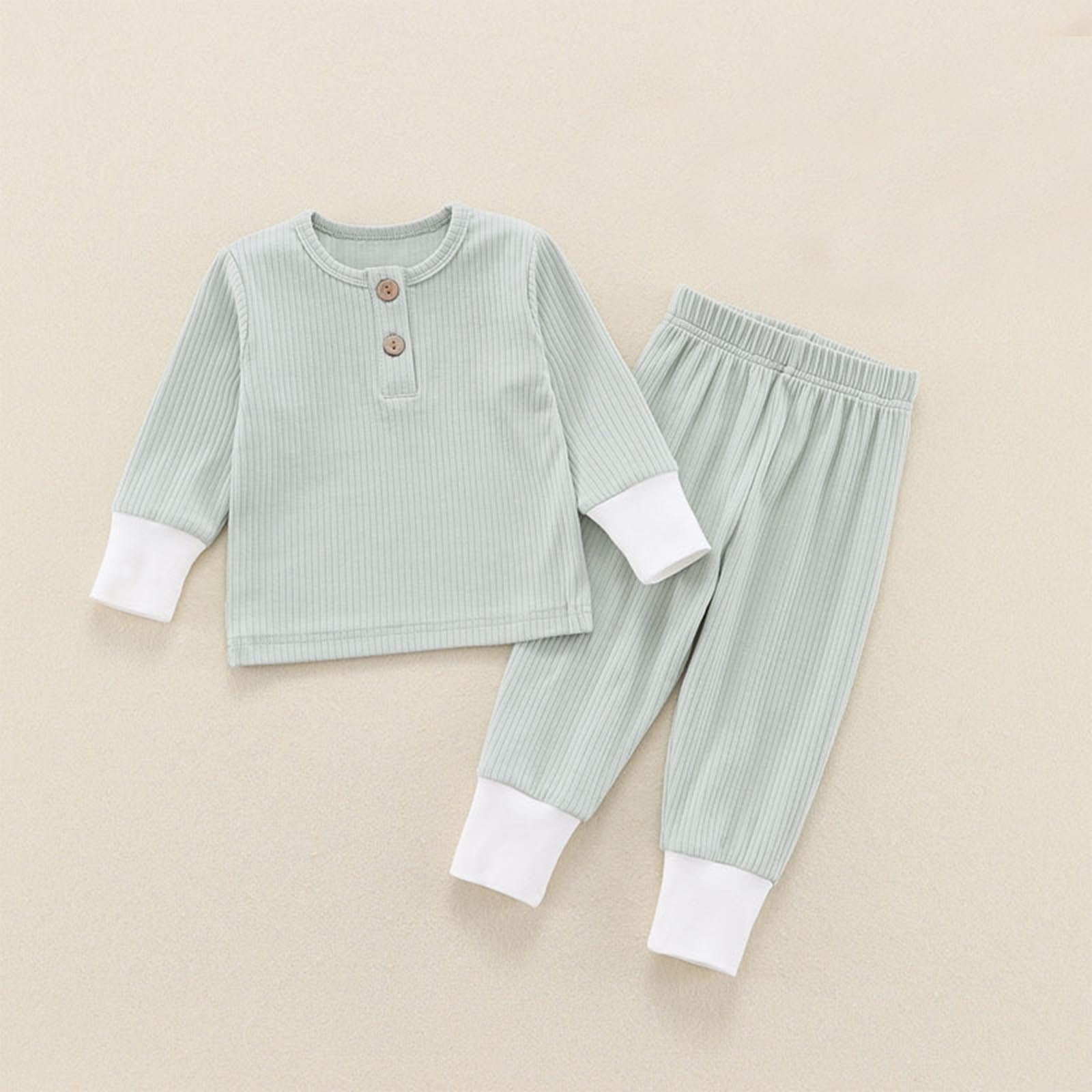 Children's Solid Color Long Sleeved Round Neck Base Shirt Two-piece Set ...