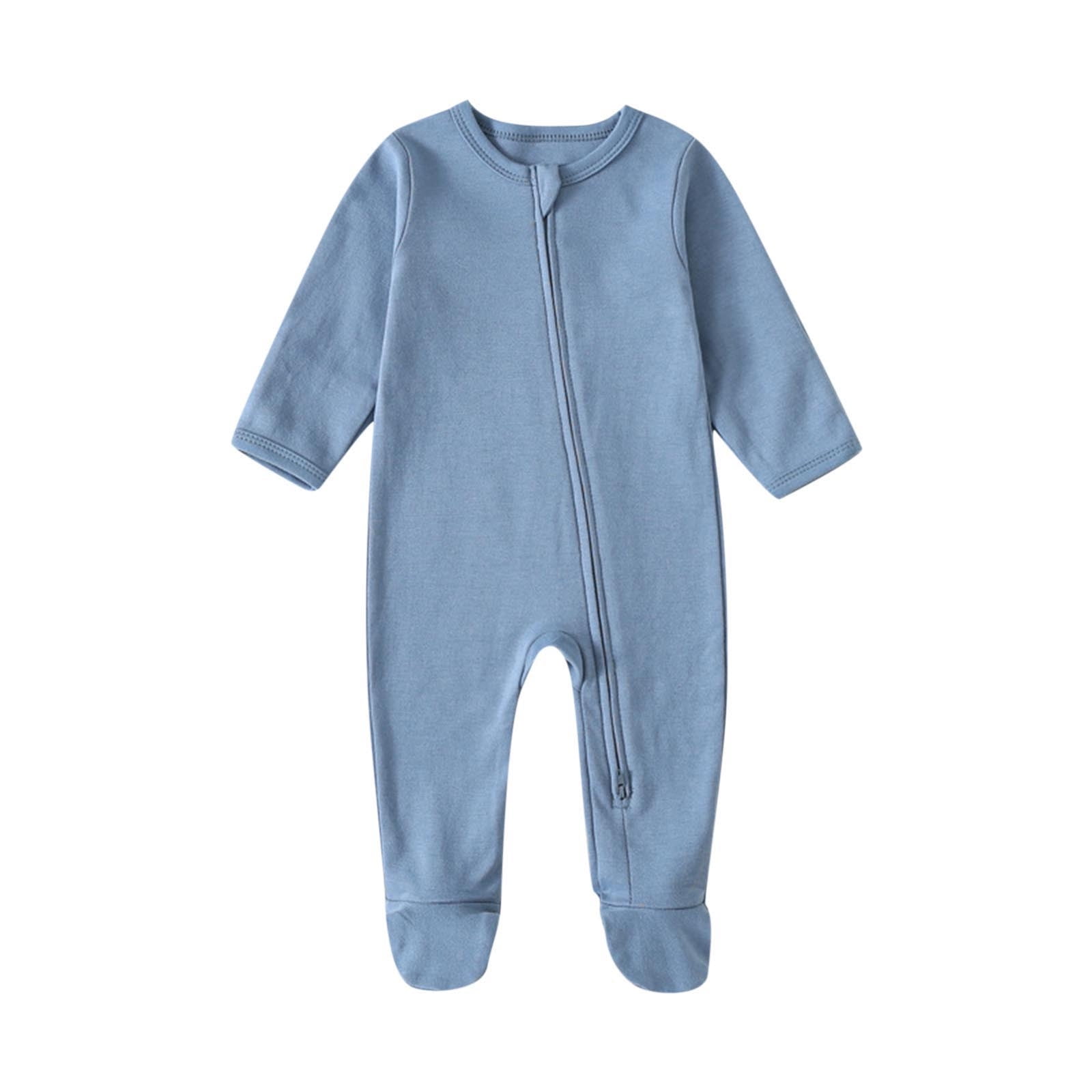 Children's Solid Color Round Neck Long Sleeved Long Crawling Clothes ...
