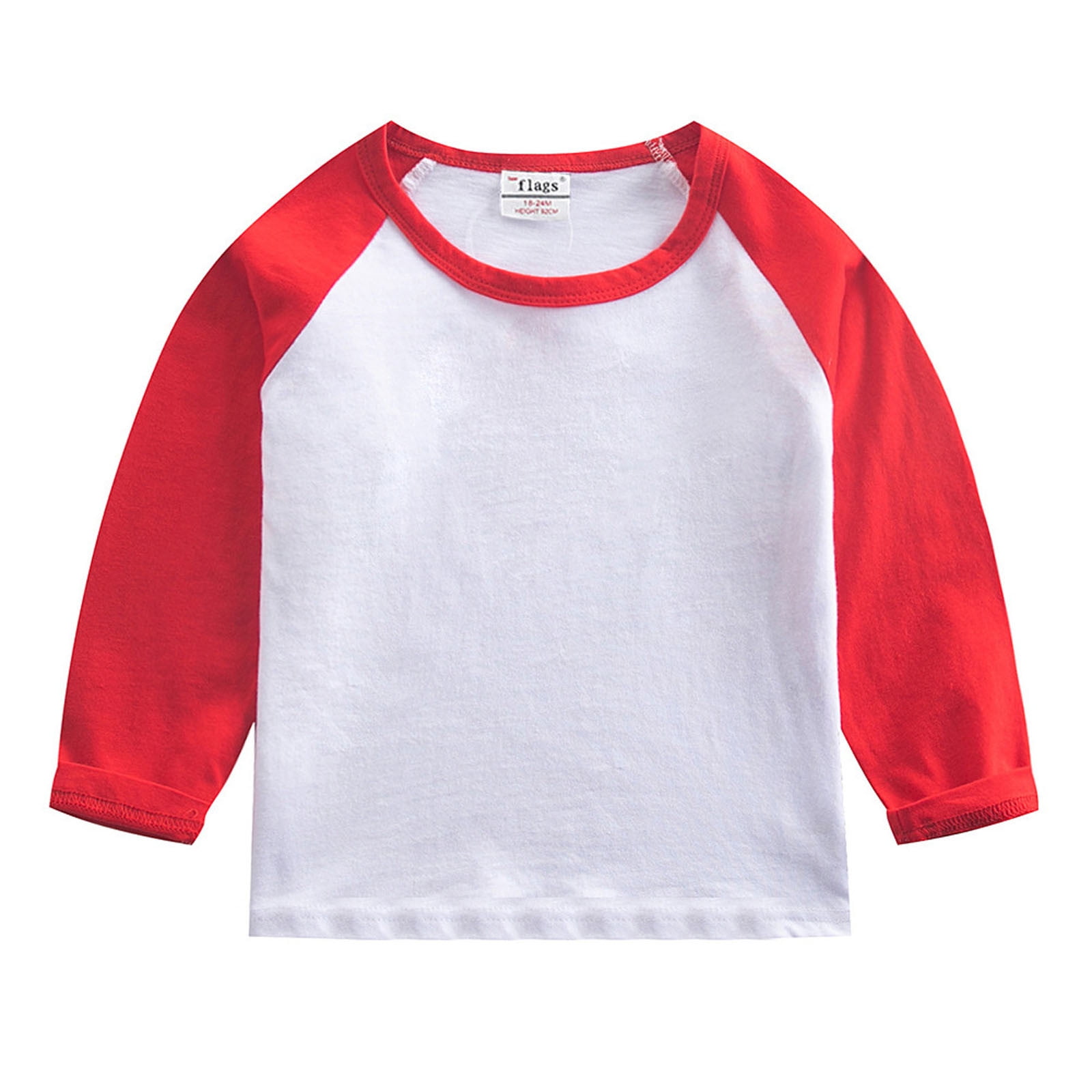 Children's Splicing Color Casua Long Sleeved Round- Neck Shirts For ...