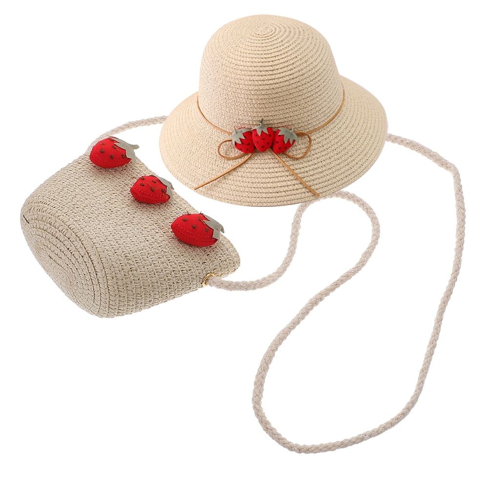 Children's Straw Bag Beach Hat Straw Hats for Kids Hats for Girls Hats ...
