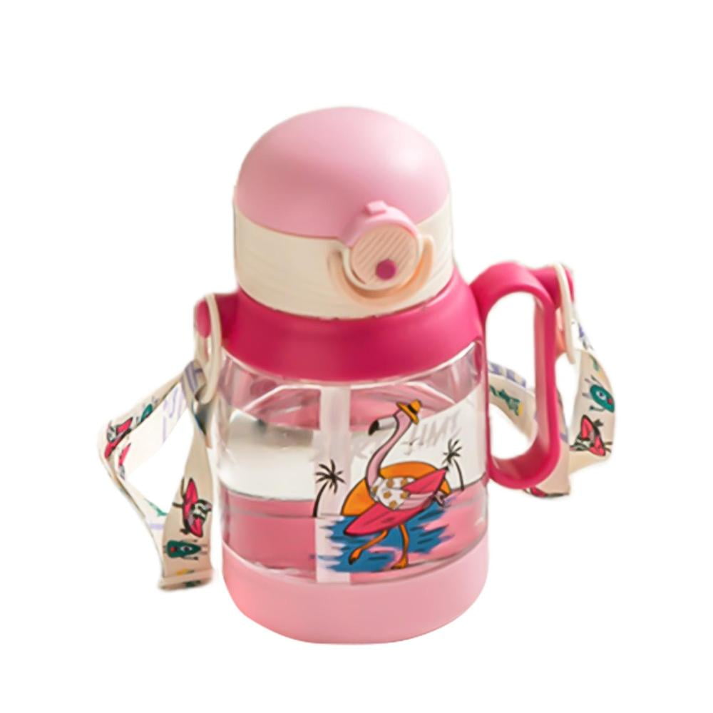 Children's Straw Cup Cute Cartoon Simple Style 2023 New Kindergarten Strap Water Bottle Primary ...