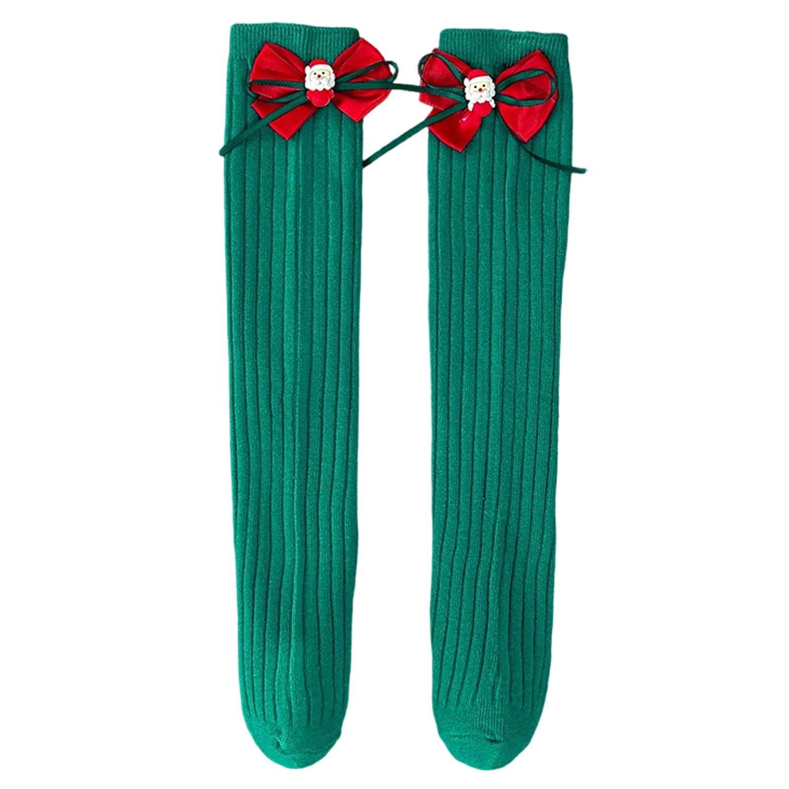 Children's Striped Mid-calf Socks Knee High Ribbed Socks with Bow and ...