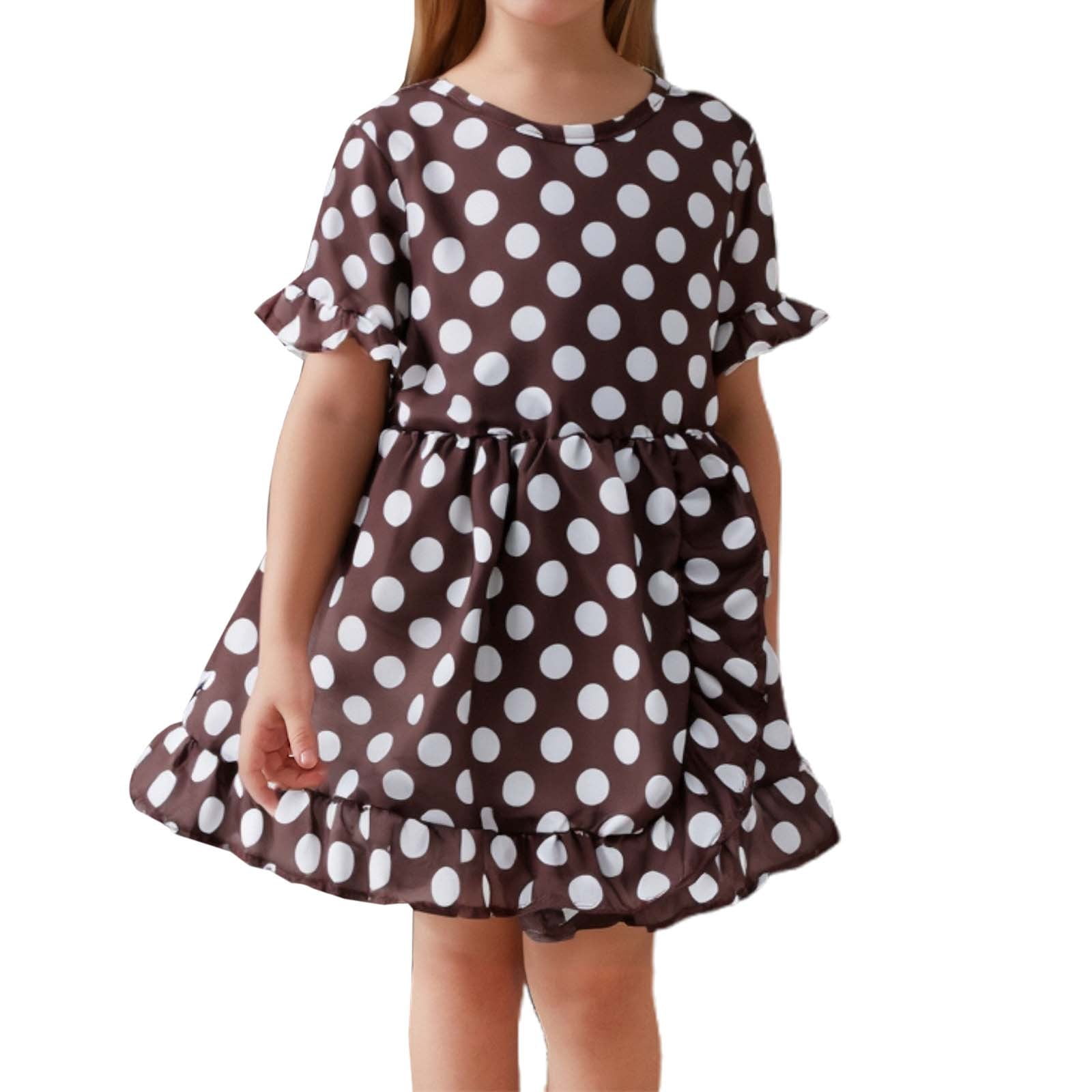 Children's Summer Polka Dot Ruffle Dress Girls' Fashion Dress Cute Kids ...