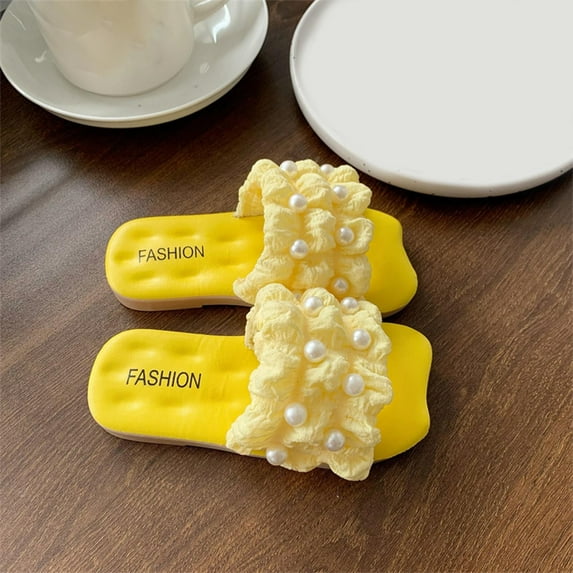 Children's Summer Solid Color Pearl Princess Sandals Soft Soled Casual ...