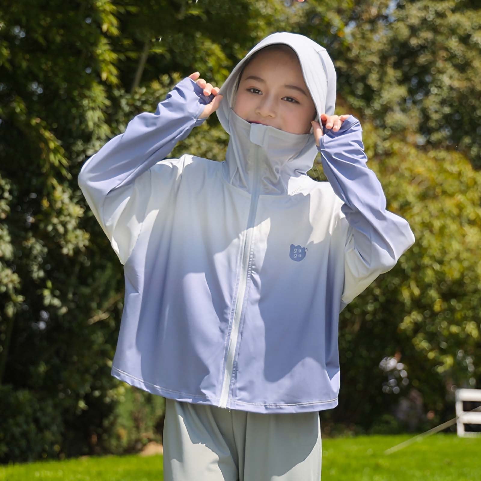 Children's Sun Clothes Ice Silk Thin Boys and Girls Breathable Hooded ...
