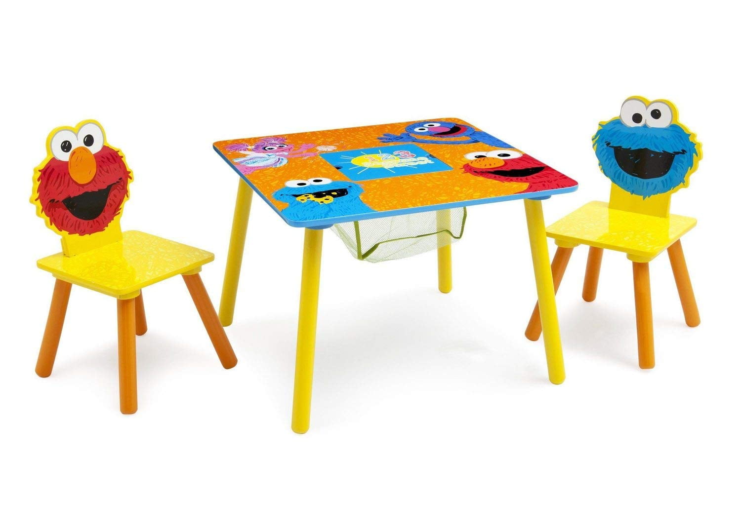Children's Table and Chairs Set, Wooden Storage Play Table for Toddlers ...