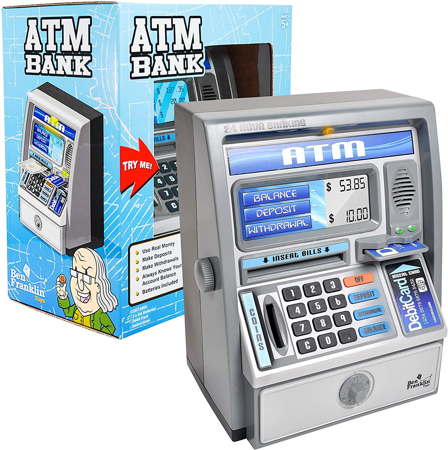 Collections Etc Kids' Electronic Play ATM Machine Toy with Interactive ...