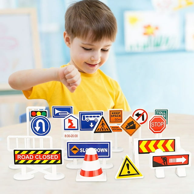 Children's Teachingcognitive Toys DIY Large 18 Piece Set Of Traffic ...