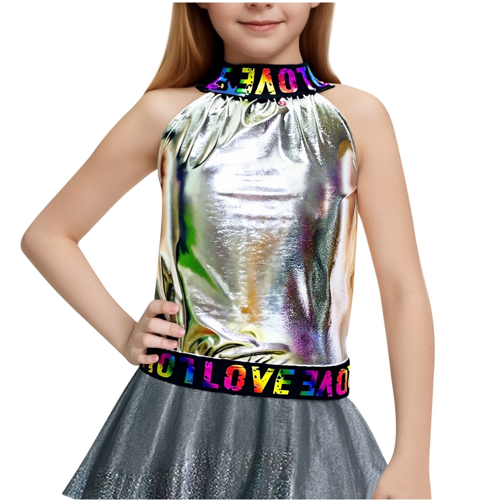 Children's Top, Performance Girls' Hot Stamping Bright Face Letter ...