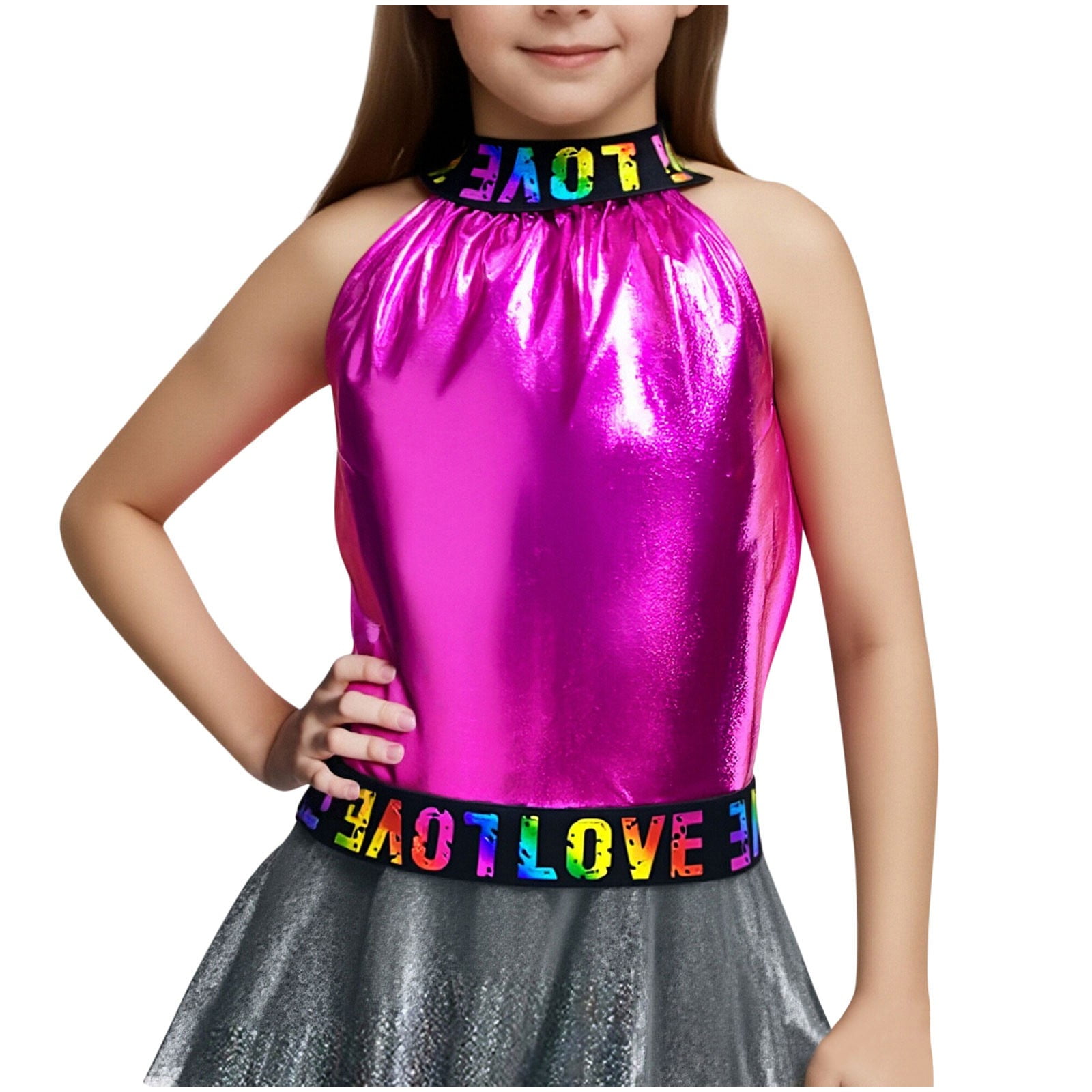 Children's Top, Performance Girls' Hot Stamping Bright Face Letter ...