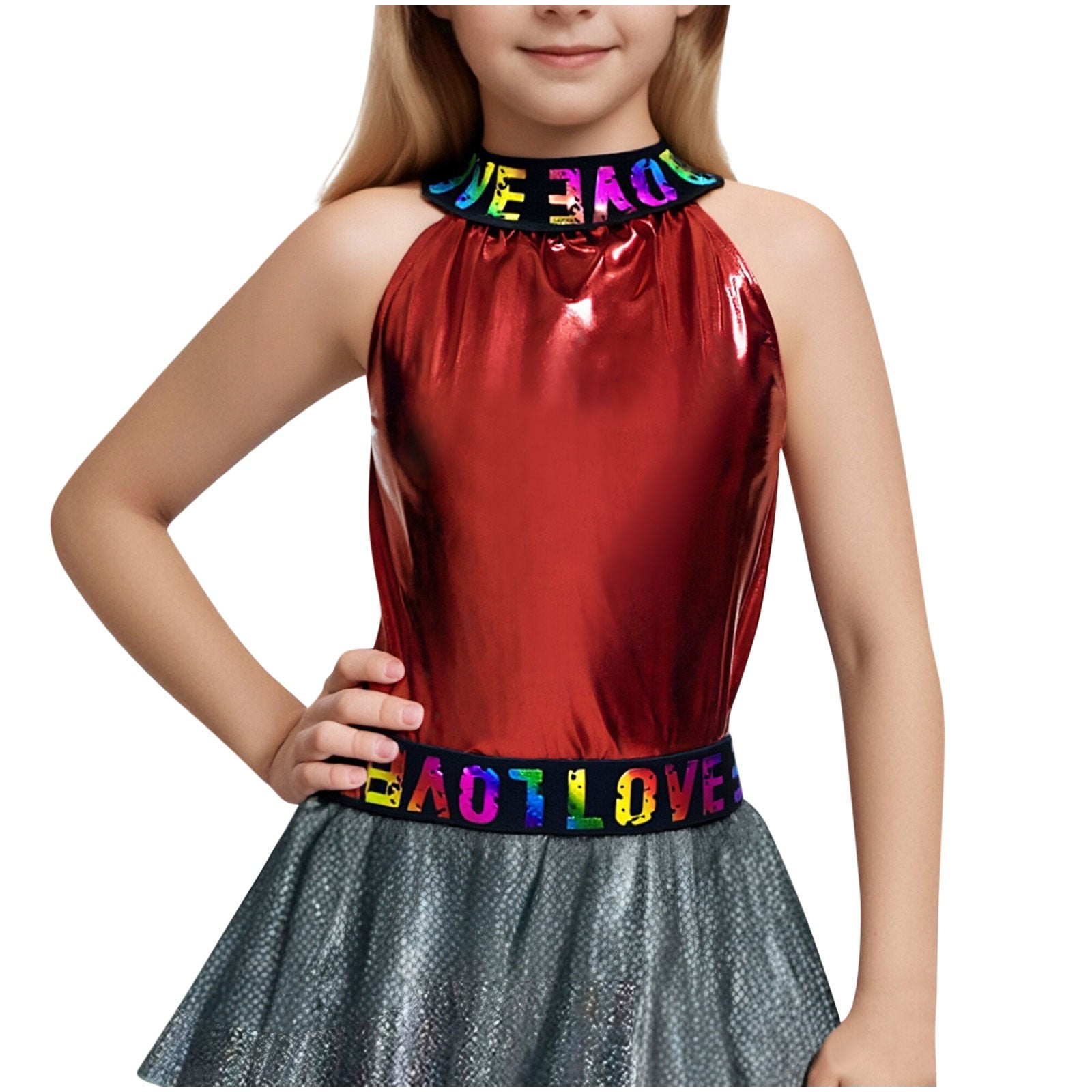 Children's Top, Performance Girls' Hot Stamping Bright Face Letter ...