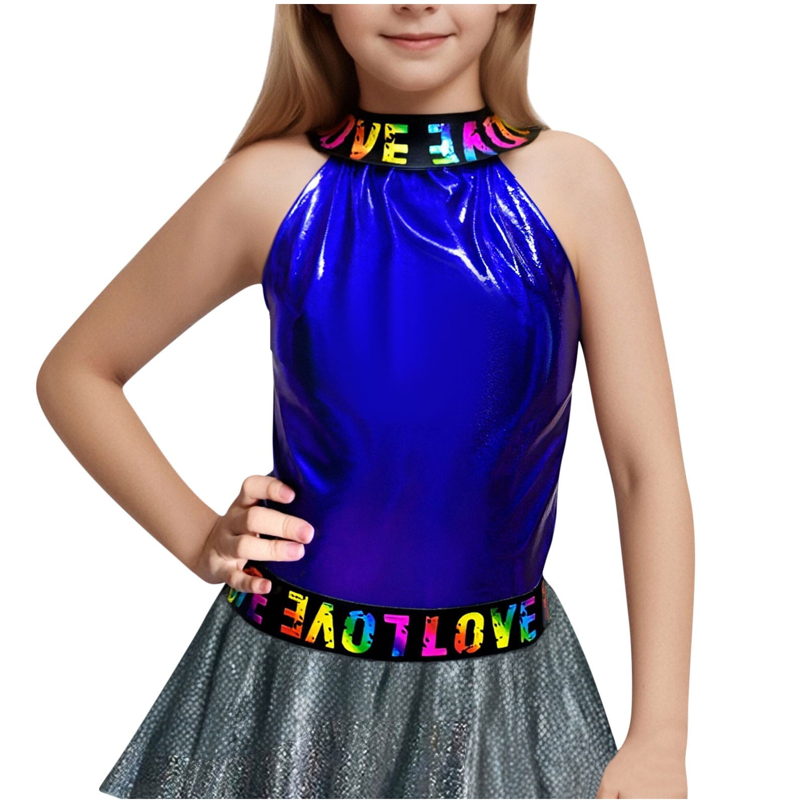 Children's Top, Performance Girls' Hot Stamping Bright Face Letter ...