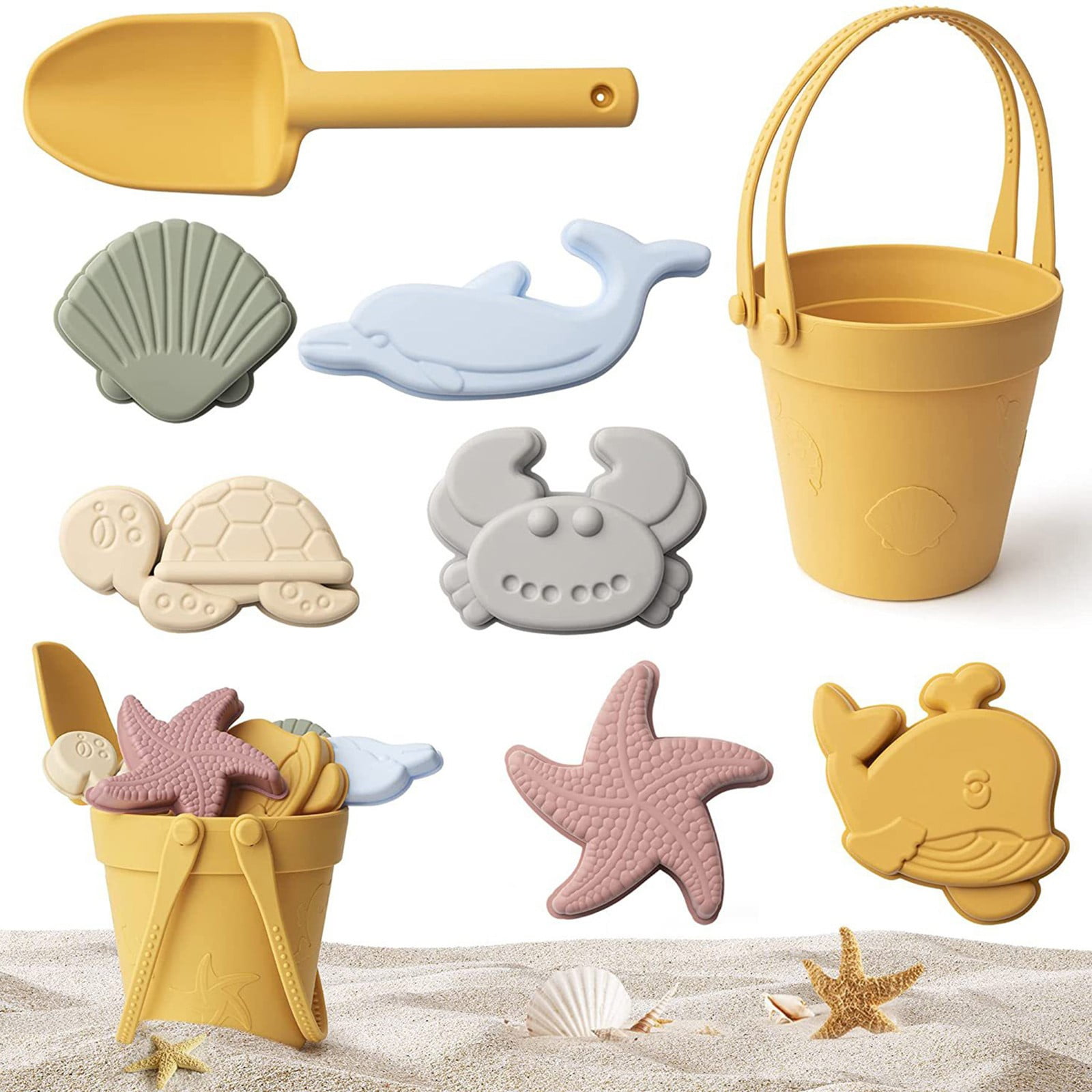 Children's Toys Parent-Child Sand Digging Shovel Tool Silicone Bucket ...