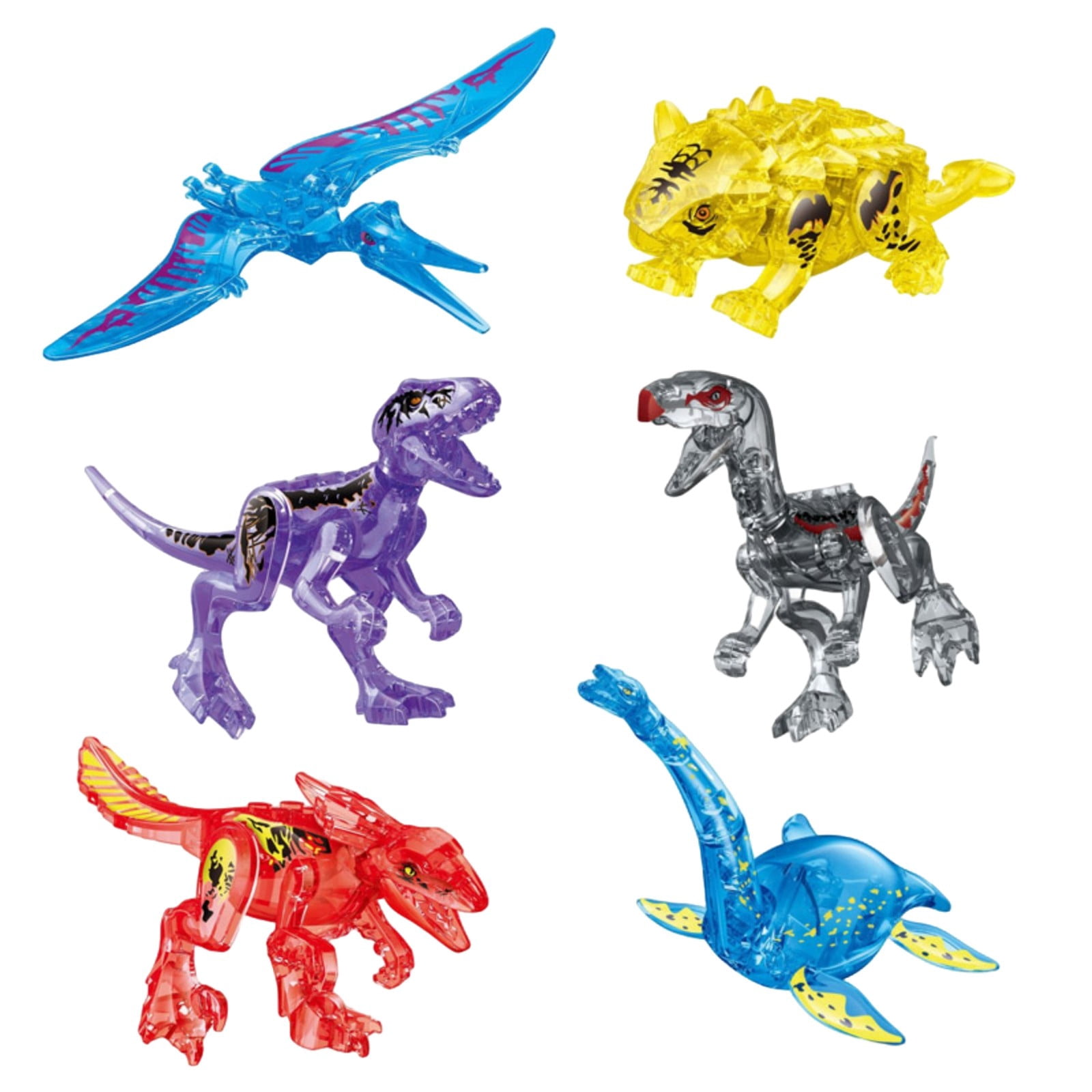 Children's Transparent Dinosaur Building Blocks 6-piece Set - Puzzle ...