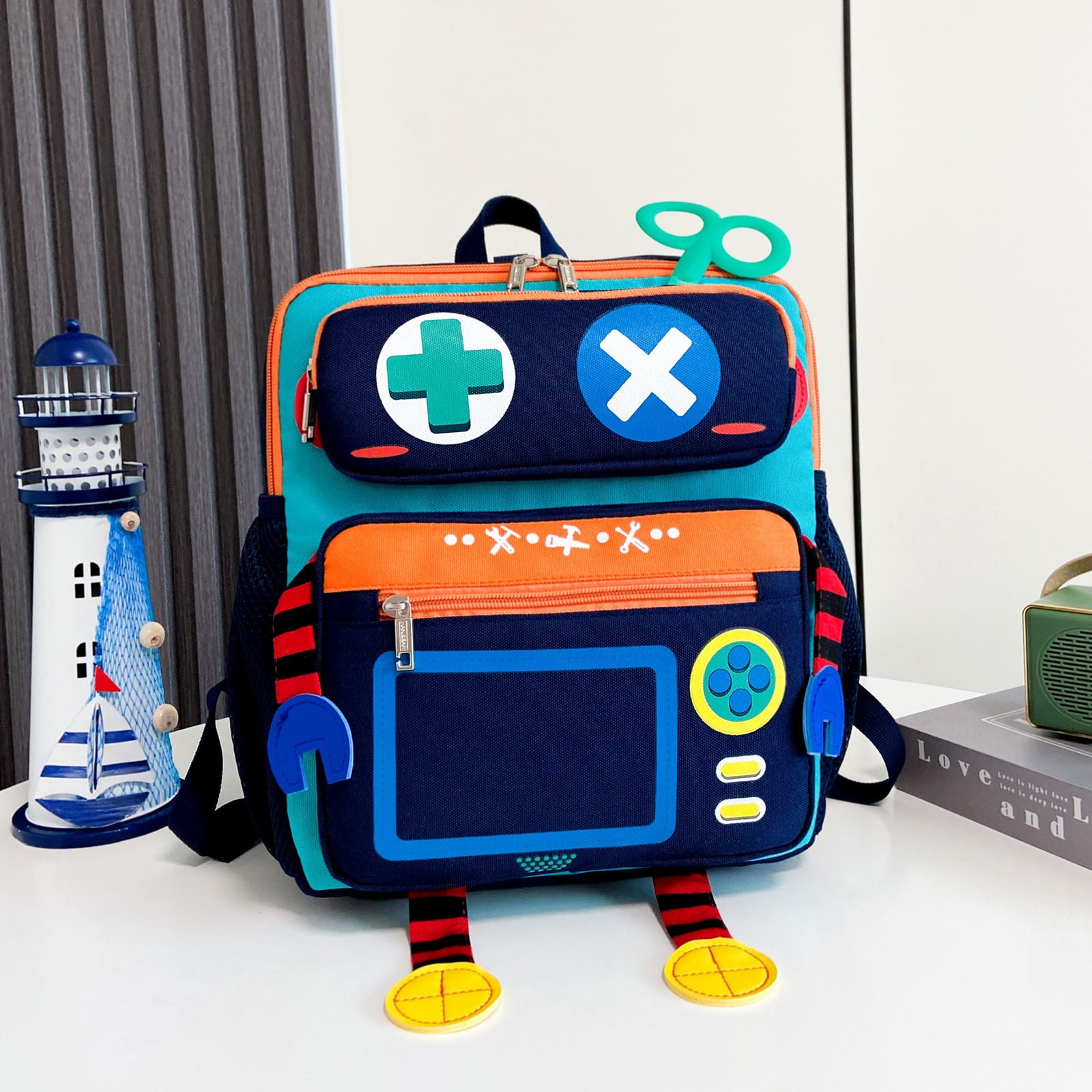 Children's Trend Large Capacity Kindergarten Super Cute Robot Bag Green ...