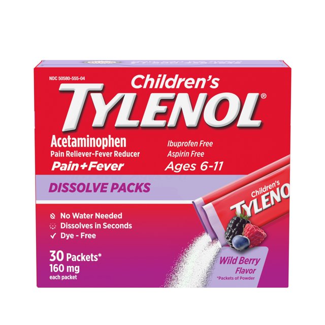 Tylenol Children's Acetaminophen Dissolve Powder Packs, Fever Reducer ...