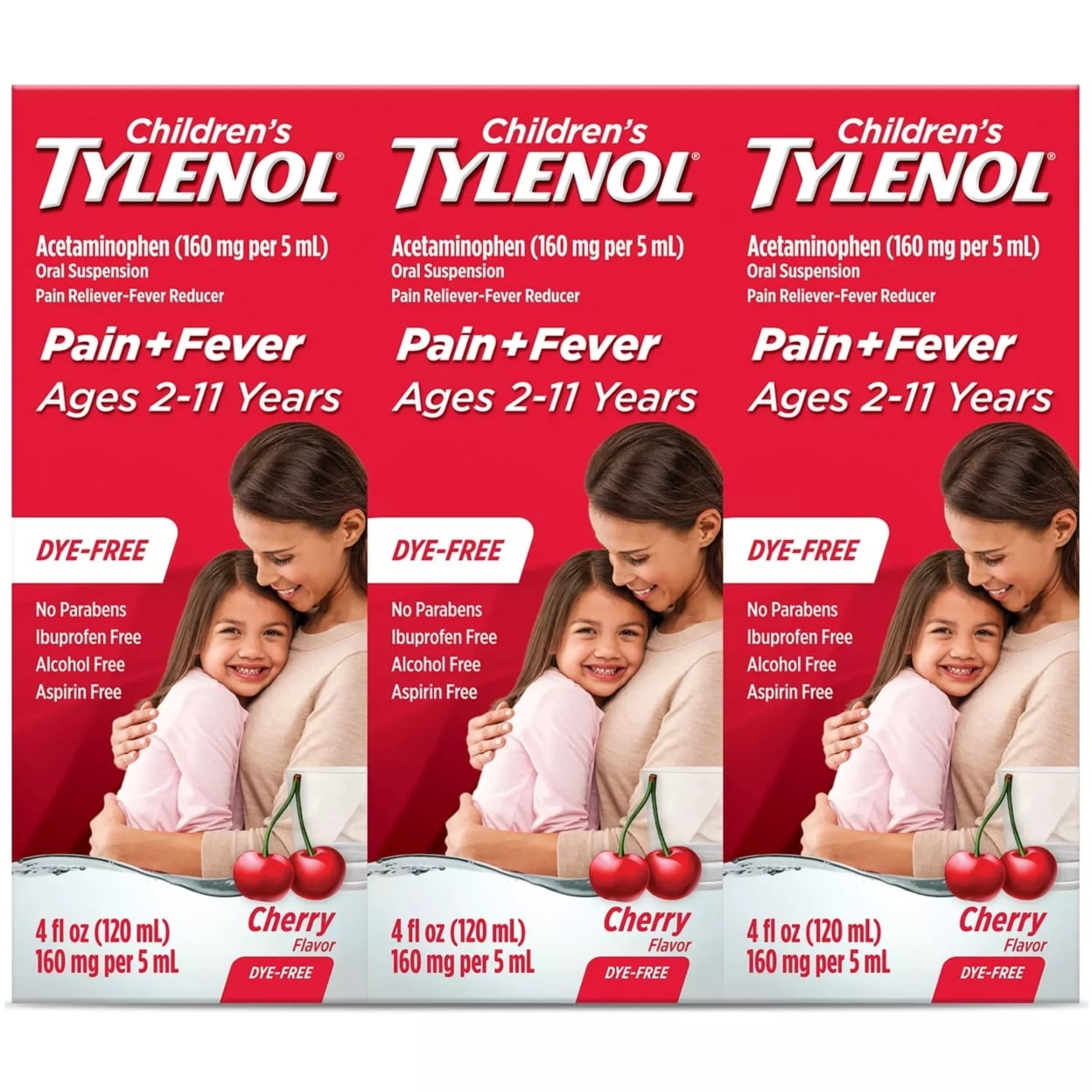Children's Tylenol Pain+Fever Medicine, Dye-Free, Cherry, 4 fl. oz HSA ...