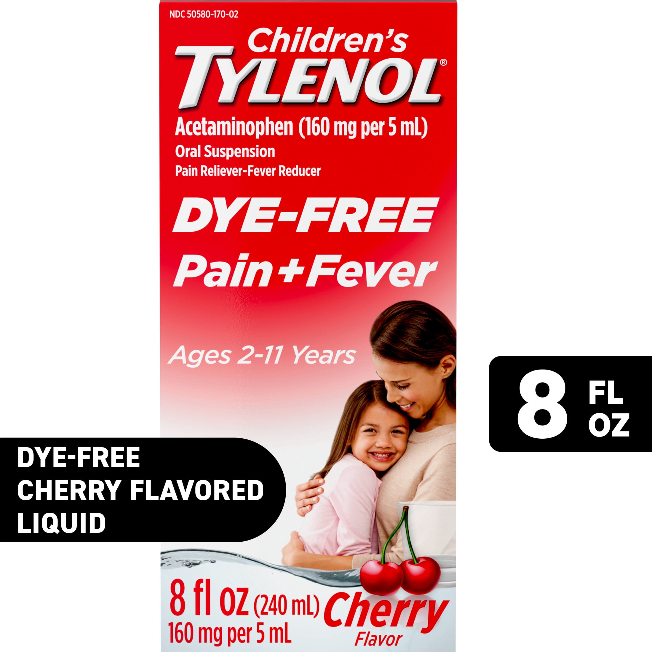 TYLENOL Children's Pain and Fever Medicine, Cherry Flavor, 8 fl oz ...