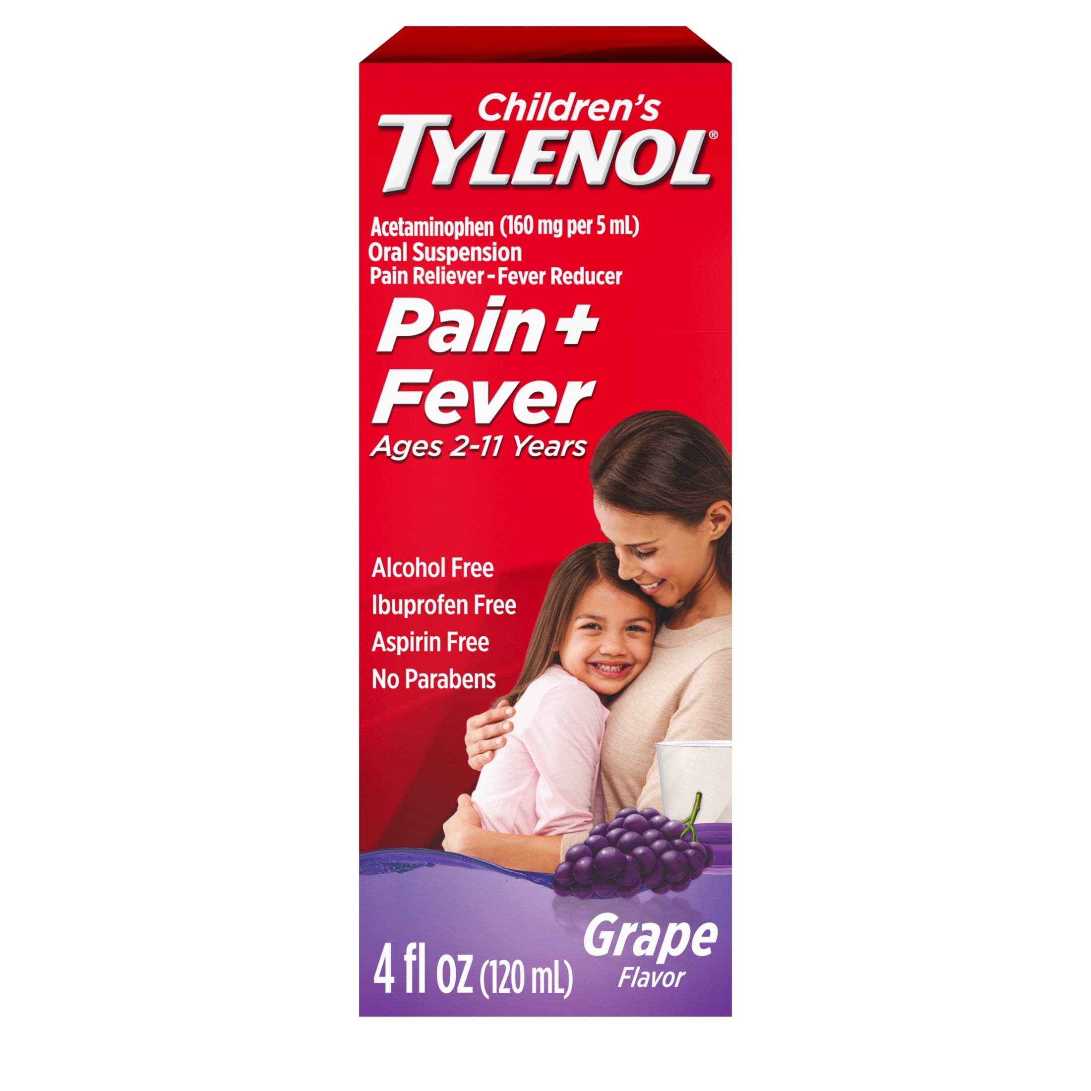 Children's Tylenol Pain + Fever Relief Cold Medicine, Grape, 4 fl. oz ...