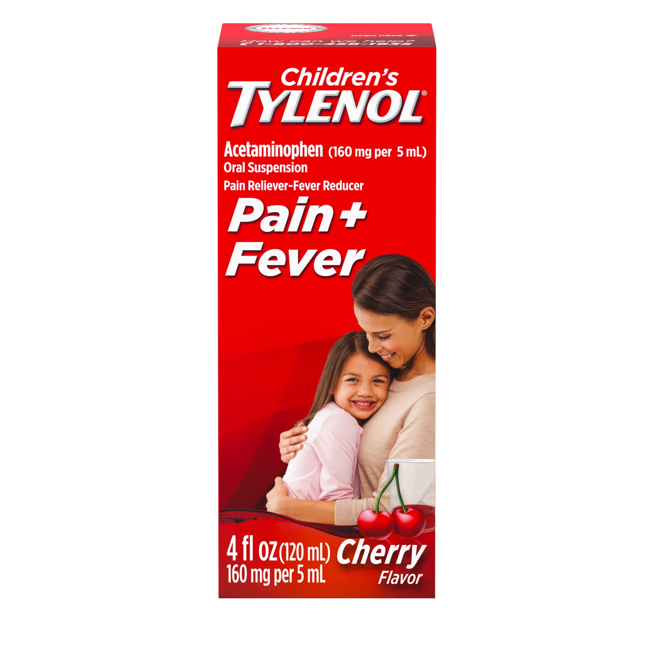 Children's Tylenol Liquid Pain + Fever Relief, Kid-Friendly Cherry, 4 ...