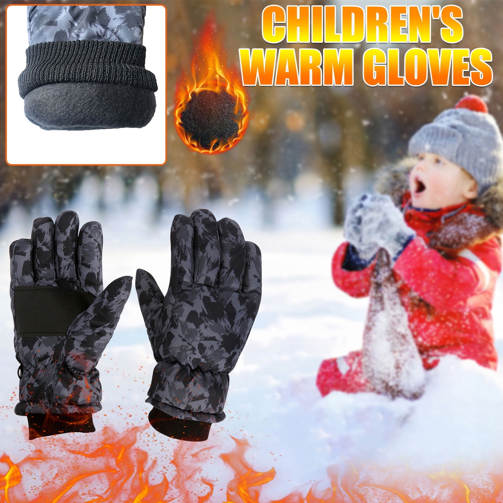 Children's Waterproof Winter Mittens For Cold Weather, Windproof Gloves ...
