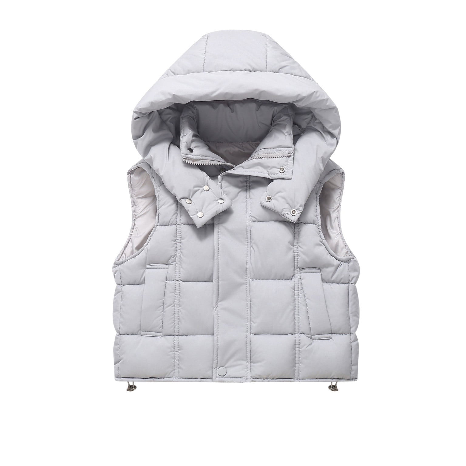 Children's Winter Solid-color Padded For Warmth With Sleeveless Casual ...