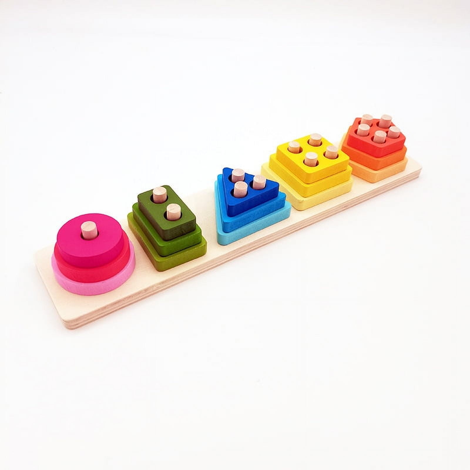 Children's Wooden Category Stack Toy Education Color Shape ...