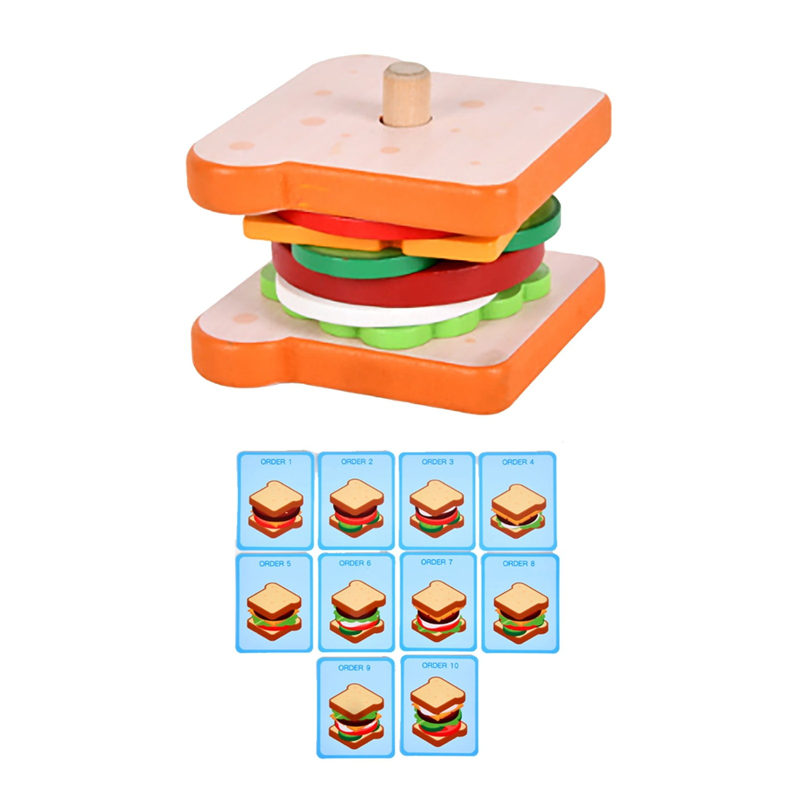 Children's Wooden Sandwich Set Column Toys Educational Fraction Anxiety ...