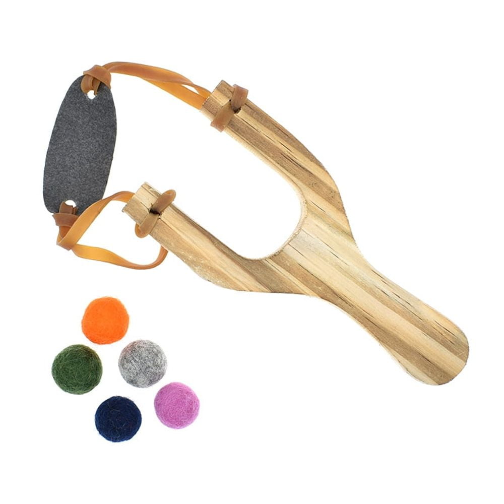 Children's Wooden Slingshot Fur Ball Soft Elastic Suit Parent-Child ...