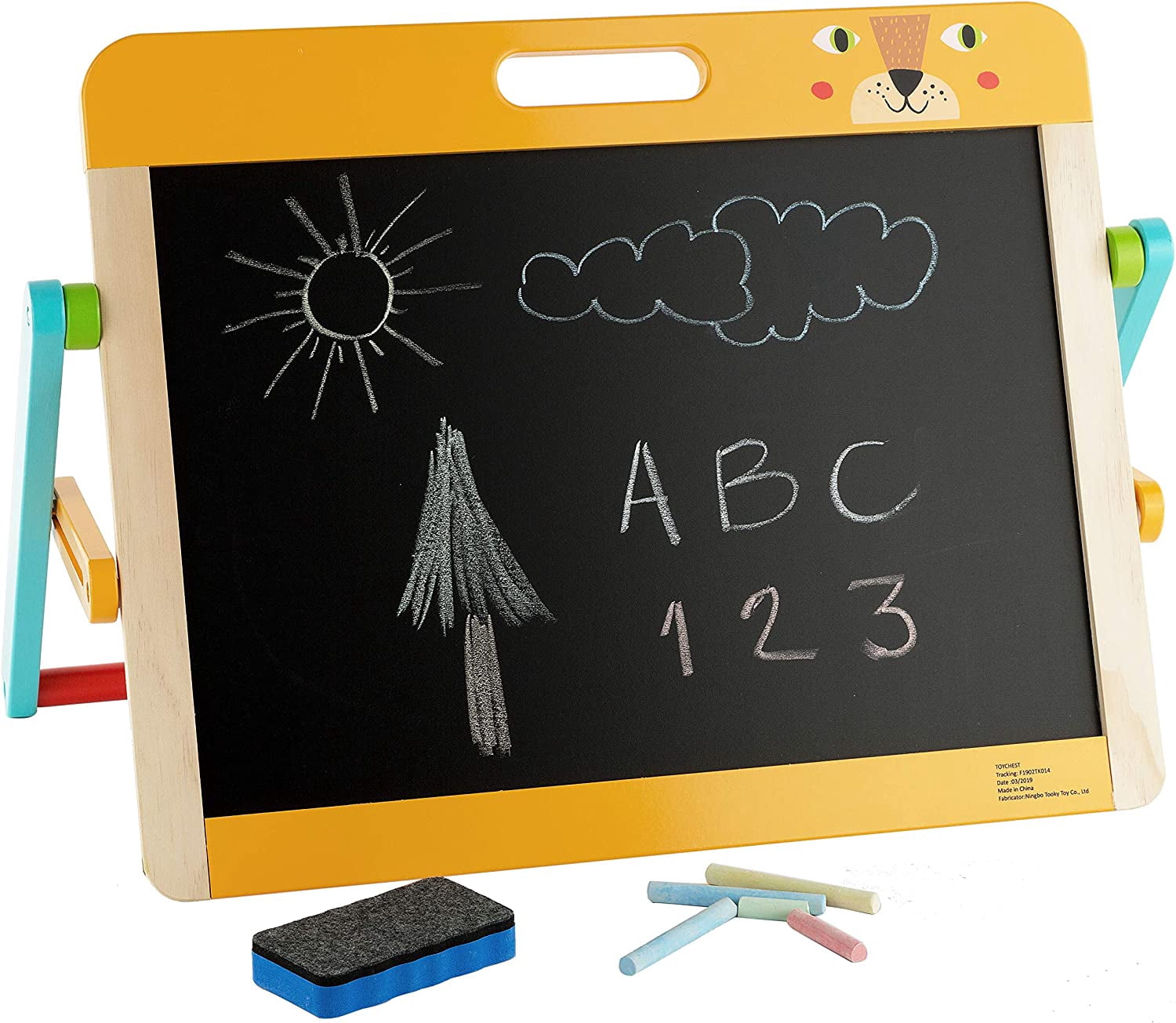 Children's Wooden Tabletop Easel with Double-Sided Magnetic Whiteboard ...