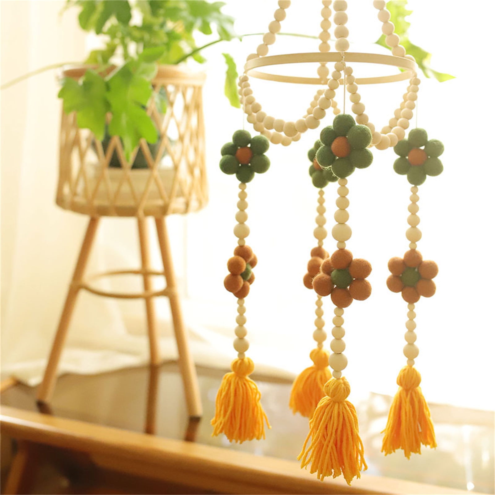 Children’s Wool Wind Chimes for Baby Crib | Flower and Yarn Hanging ...