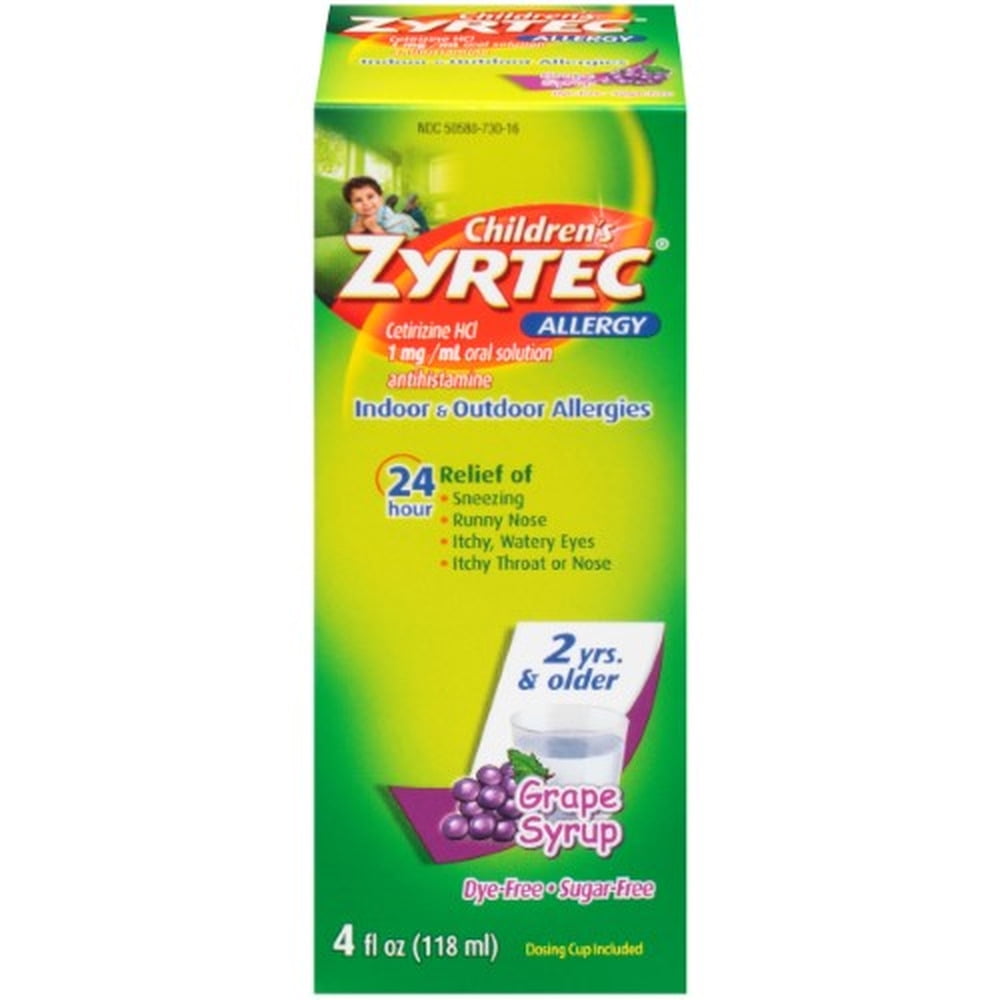 Children's Zyrtec Allergy Syrup Sugar Free Grape (Pack of 3) - Walmart.com