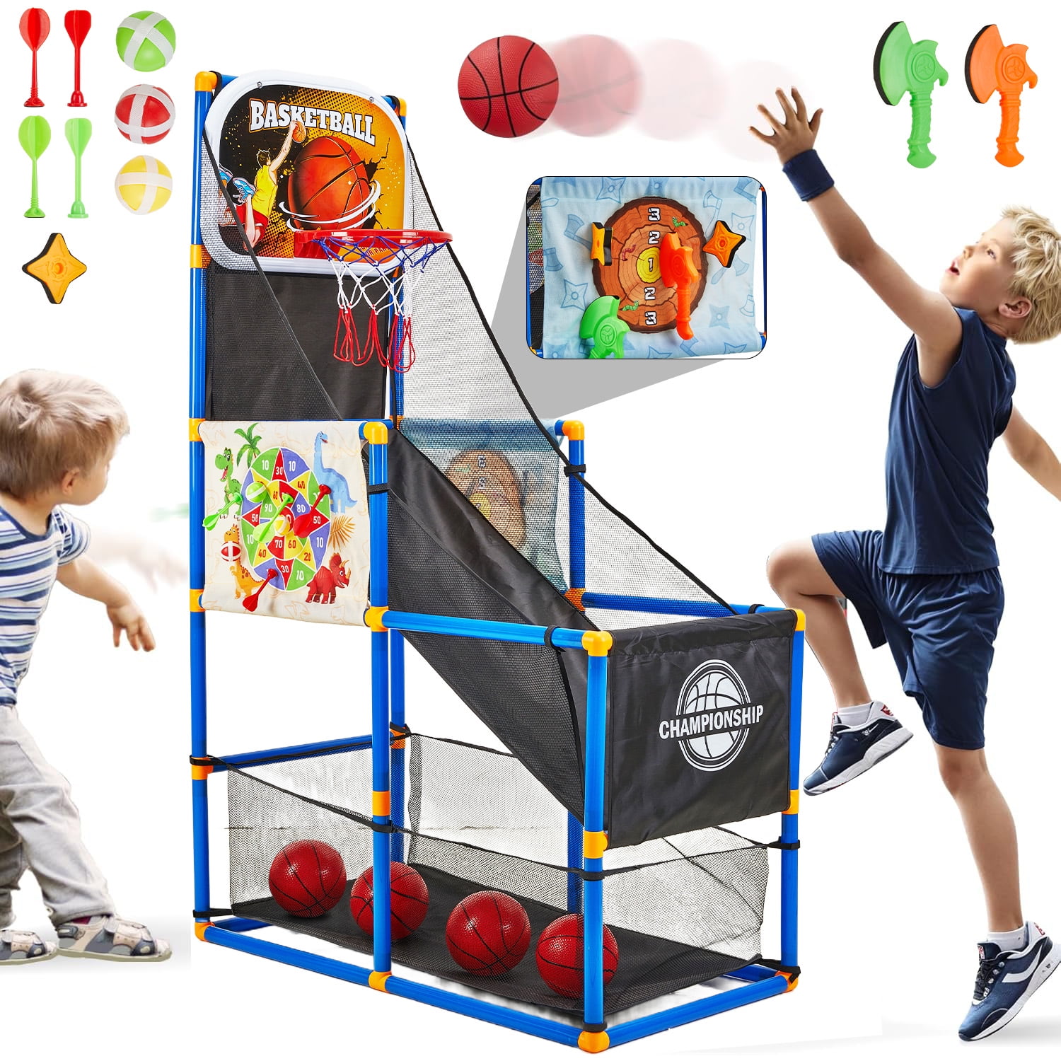 Petbank Basketball Hoop Arcade Game for Kids, 2 in 1 Sports Indoor ...