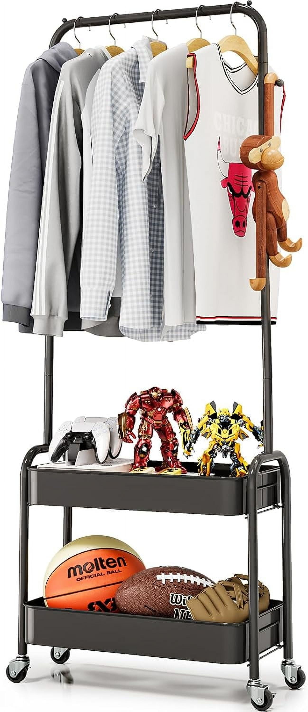Children's clothes hanger, small clothes hanger with metal basket ...