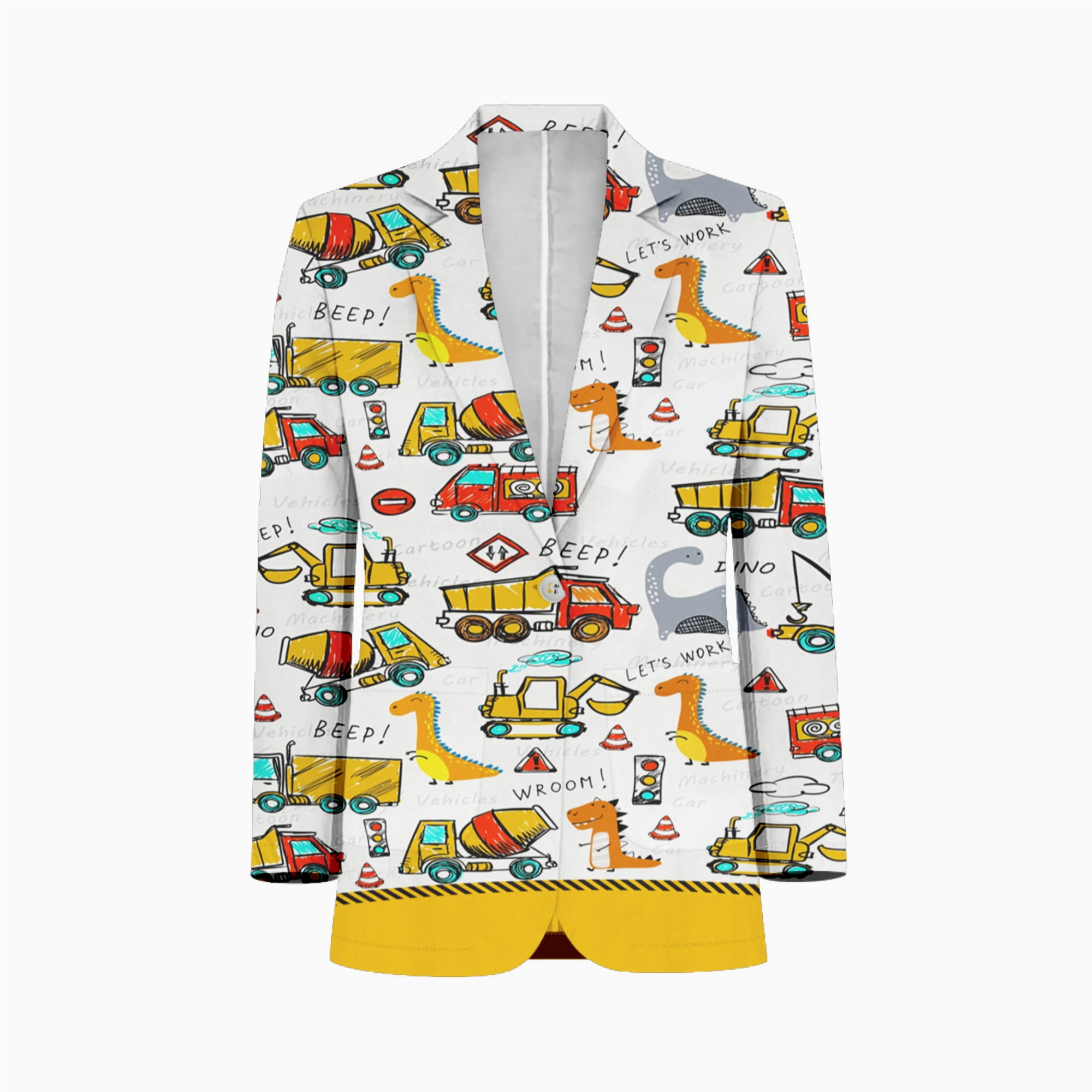 Children's engineering car cartoon dinosaur Customized Men's Suits full ...