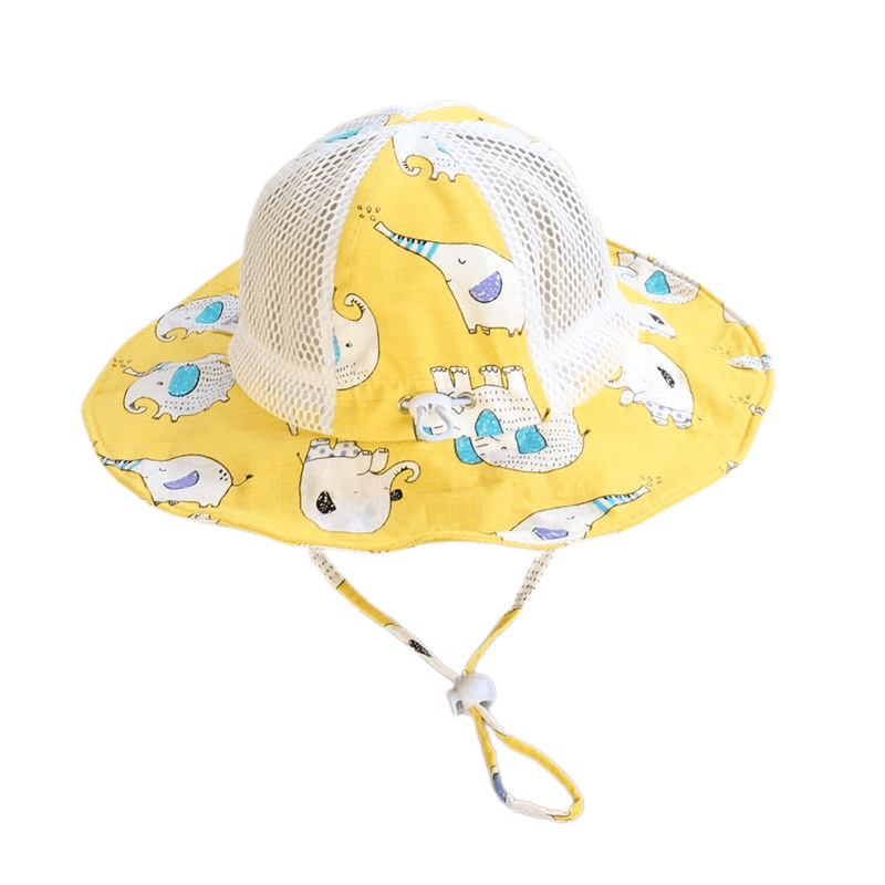 Children's hats girls big brim adjustable sunscreen sunshade mesh hat ...