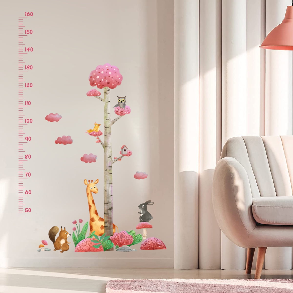 Children's height chart wall sticker measuring chart child forest ...
