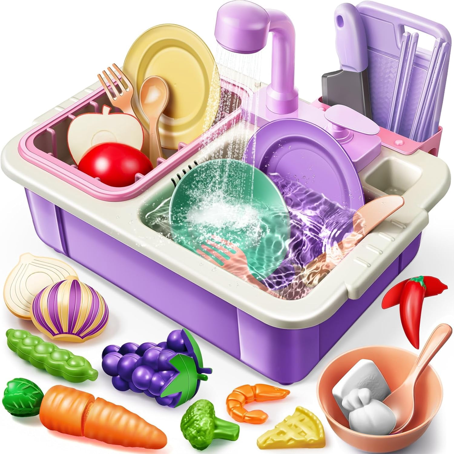 Children's kitchen sink toys, watered-down toys with running water ...