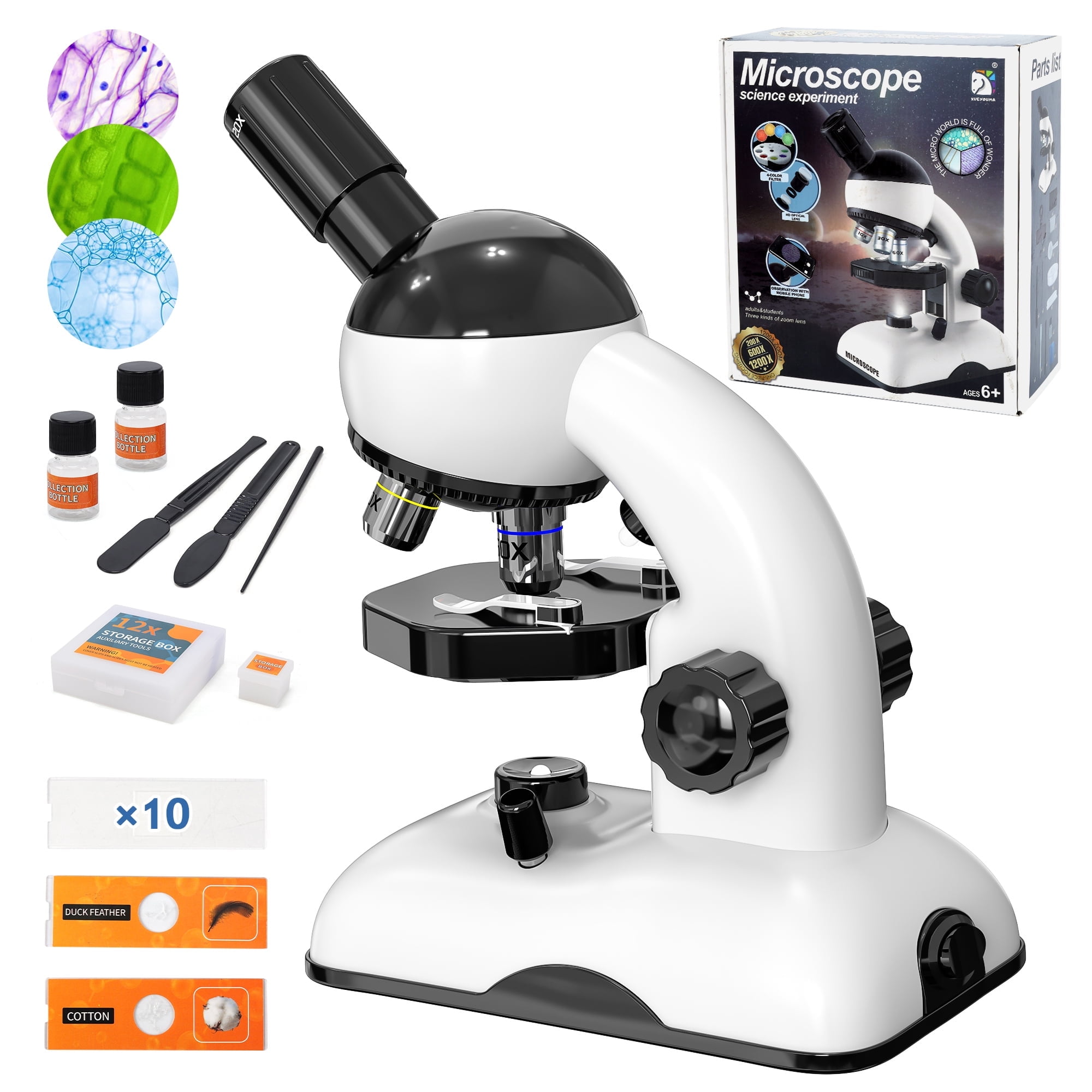 Microscope for Adults Kids , 200X-1200X Microscope Set for Beginners ...