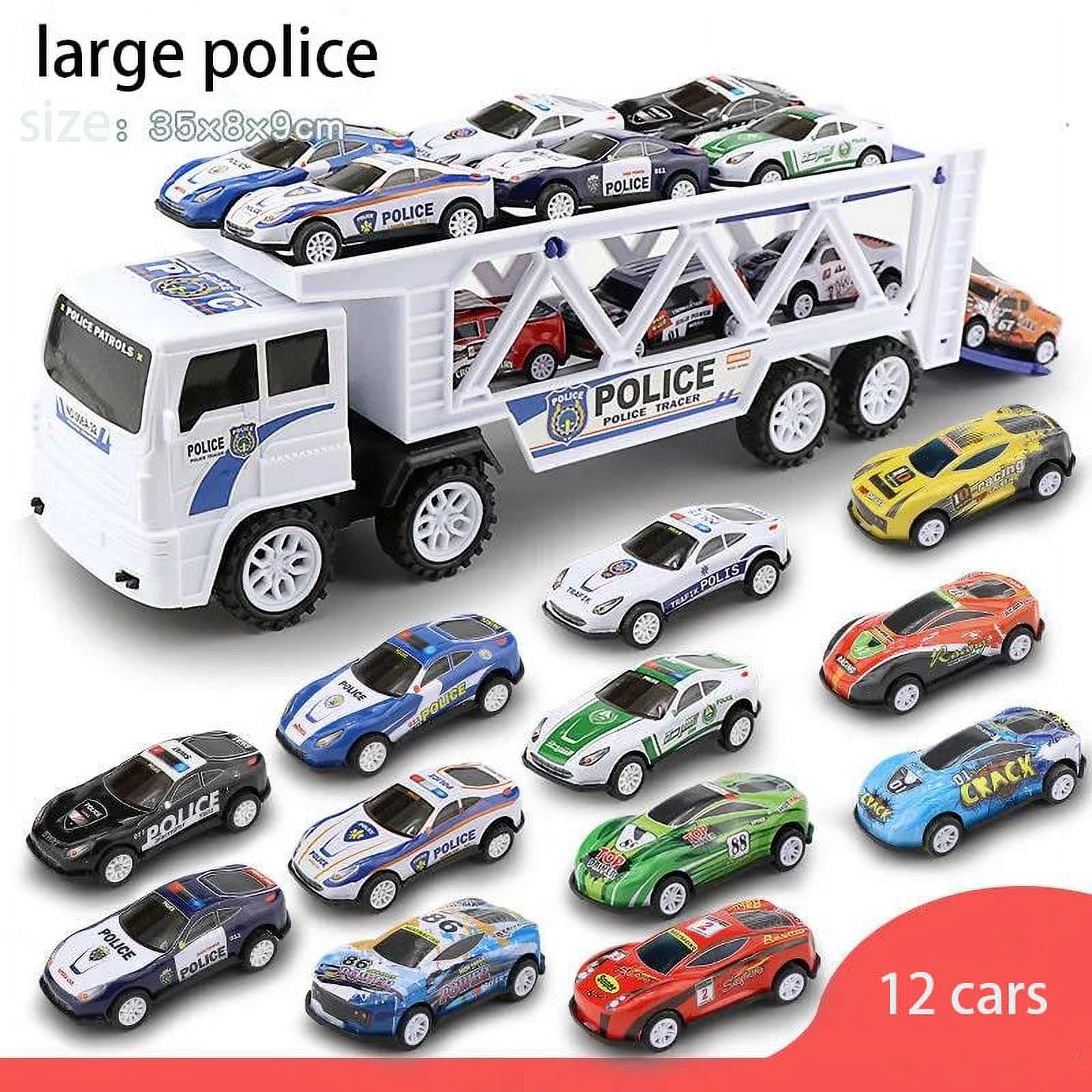 Children's toy car large inertial trailer alloy small police car car ...